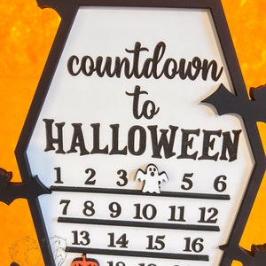 Spooky Halloween Countdown Ghost, Coffin, Pumpkin, Bats, Witch ...