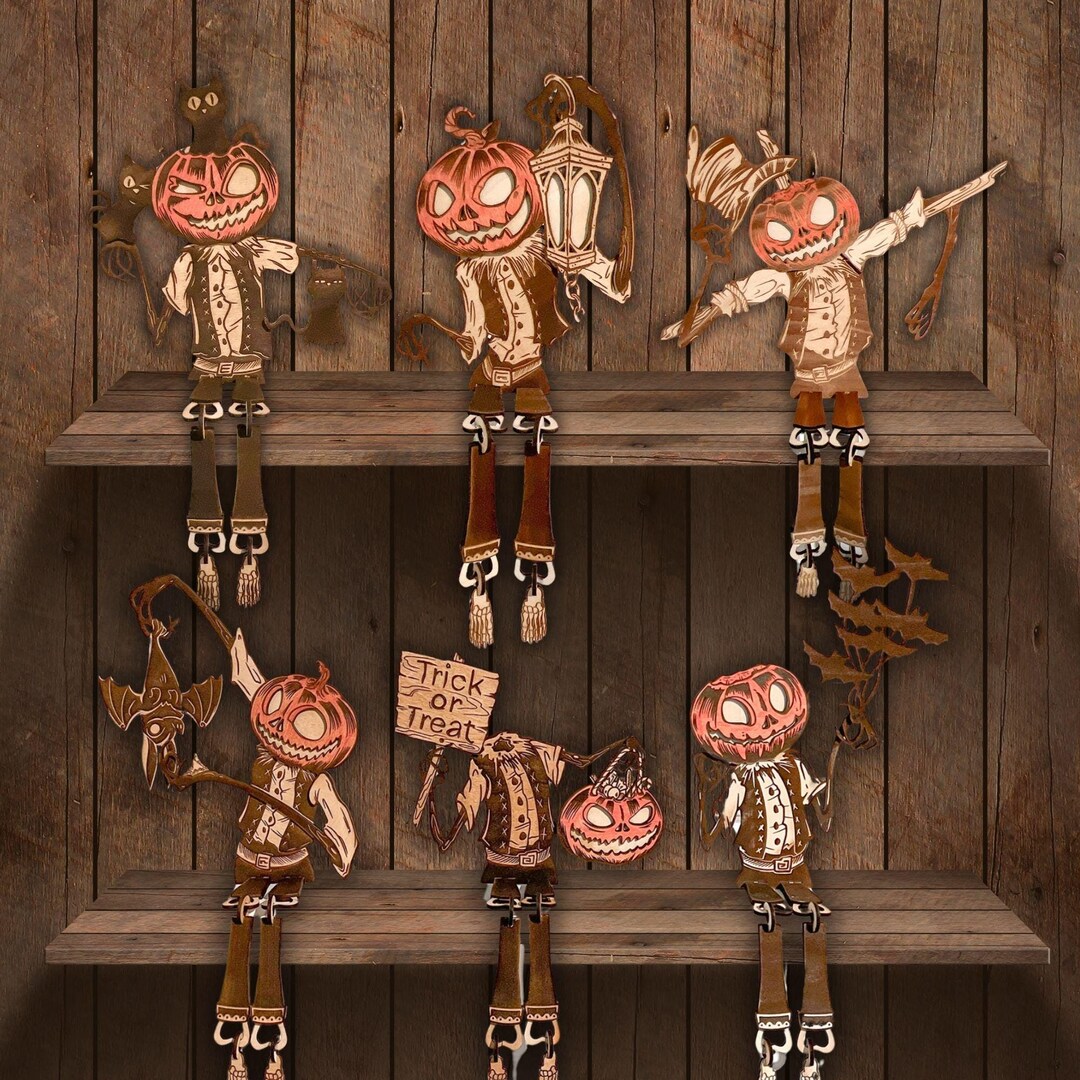 Halloween Wooden Laser Engraved Shelf Sitters - PUMPKIN Heads and ...