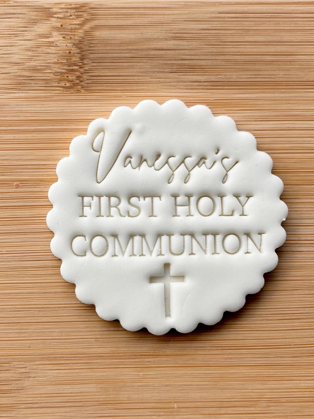 Custom Personalised Christening Baptism Holy Communion Day Cookie Stamp ...