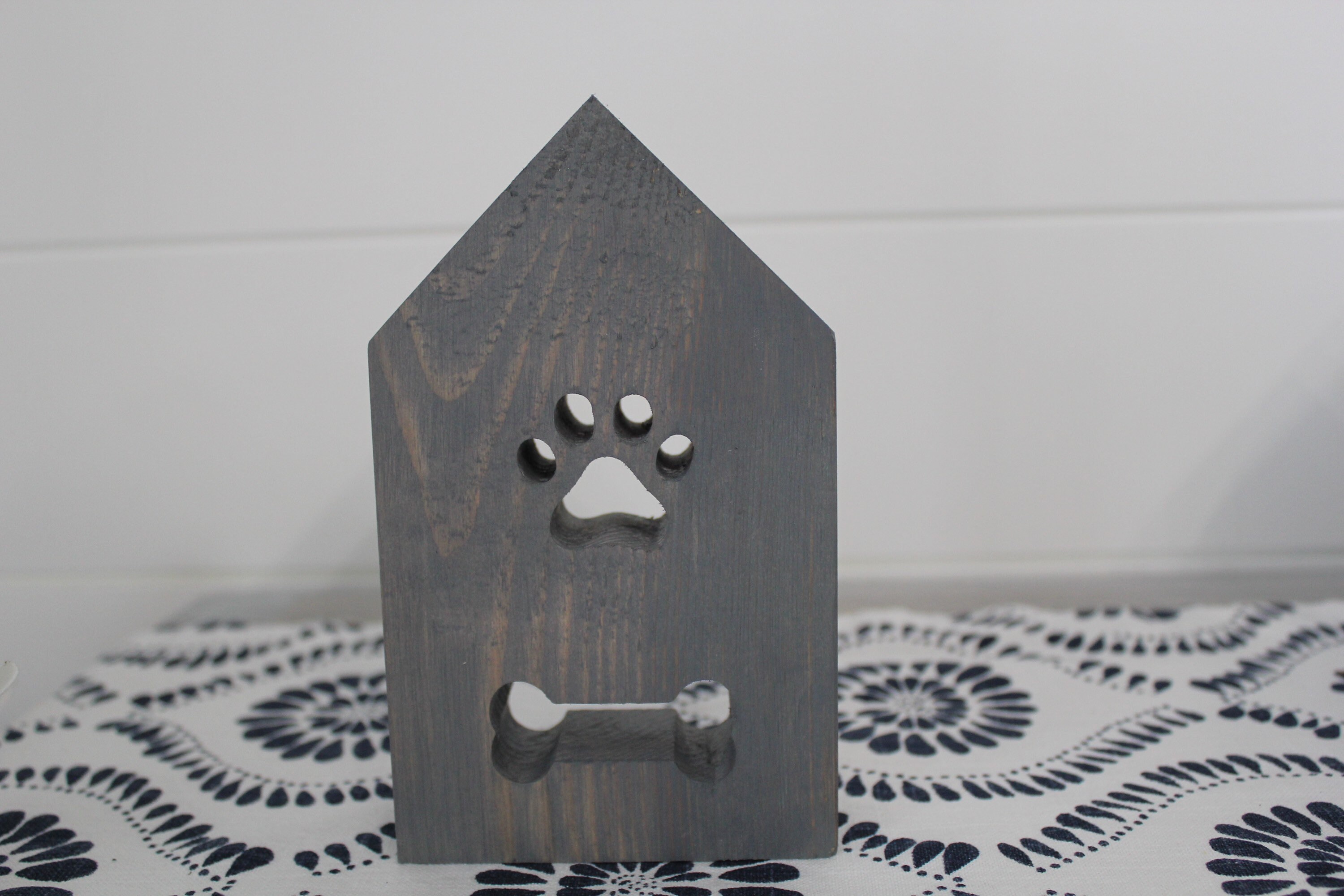 Wood House With Paw Print - Etsy