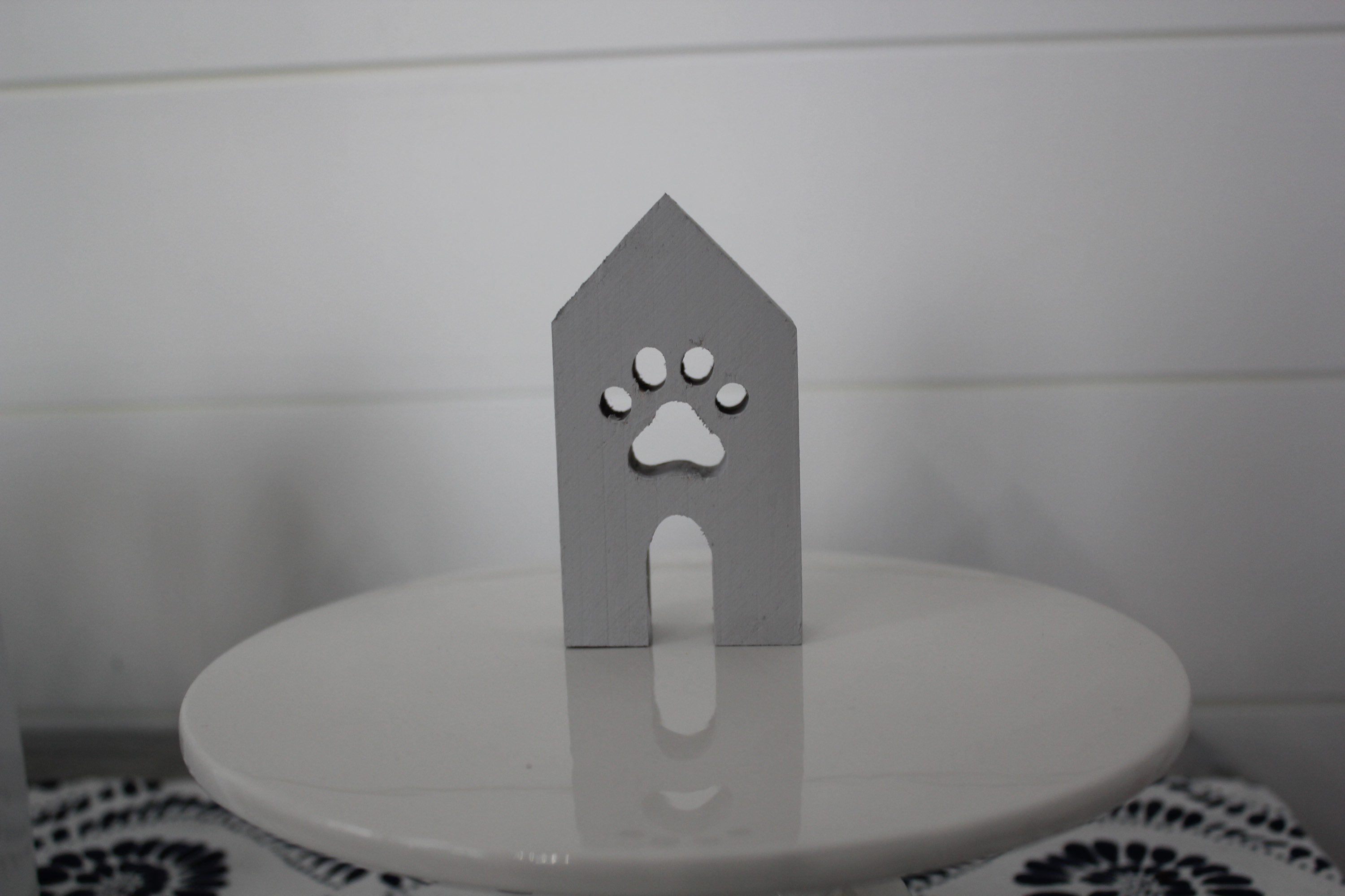 Wood House With Paw Print - Etsy