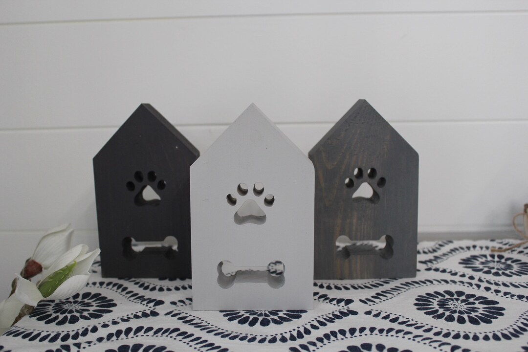 Wood House With Paw Print - Etsy
