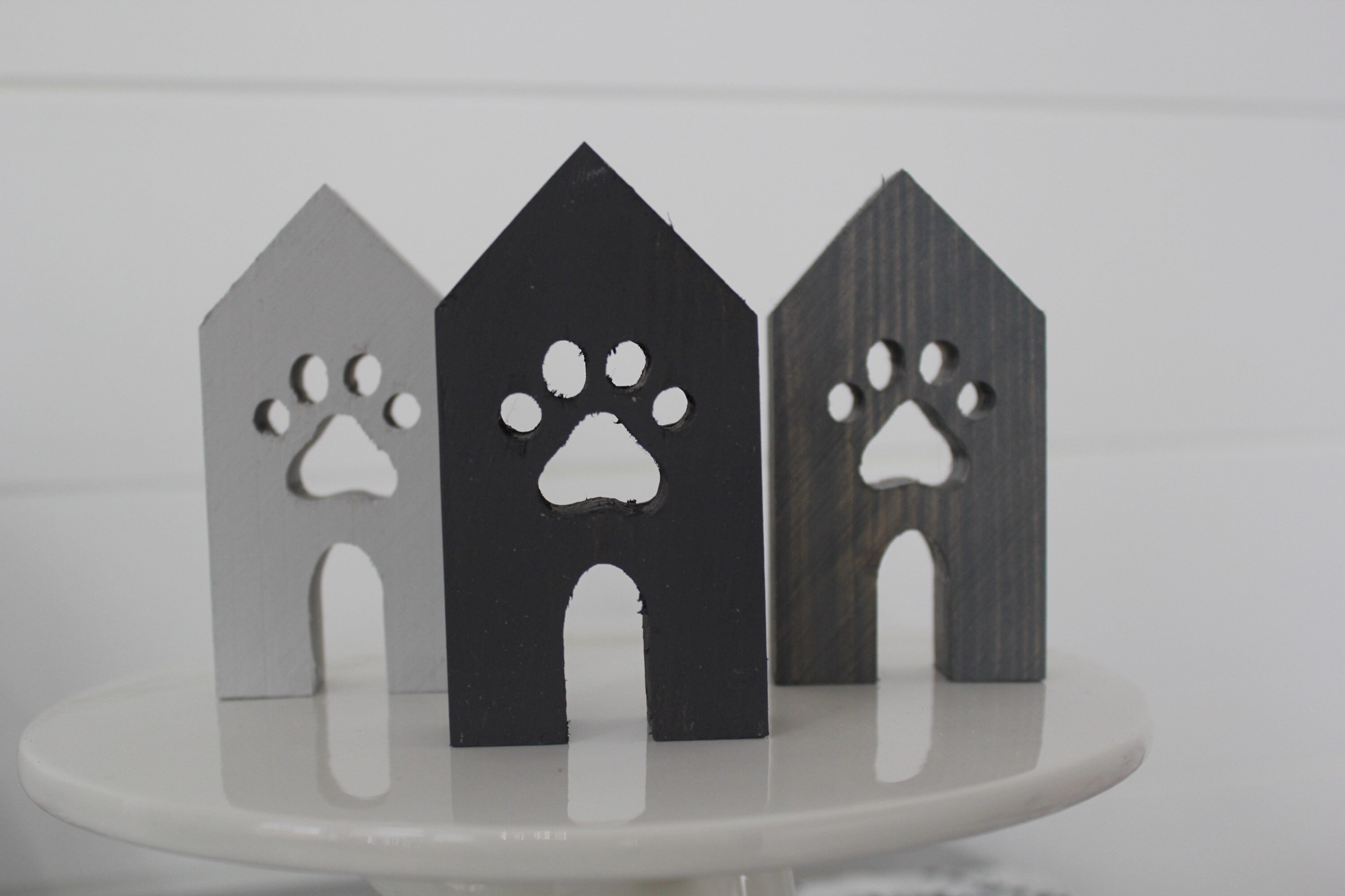 Wood House With Paw Print - Etsy
