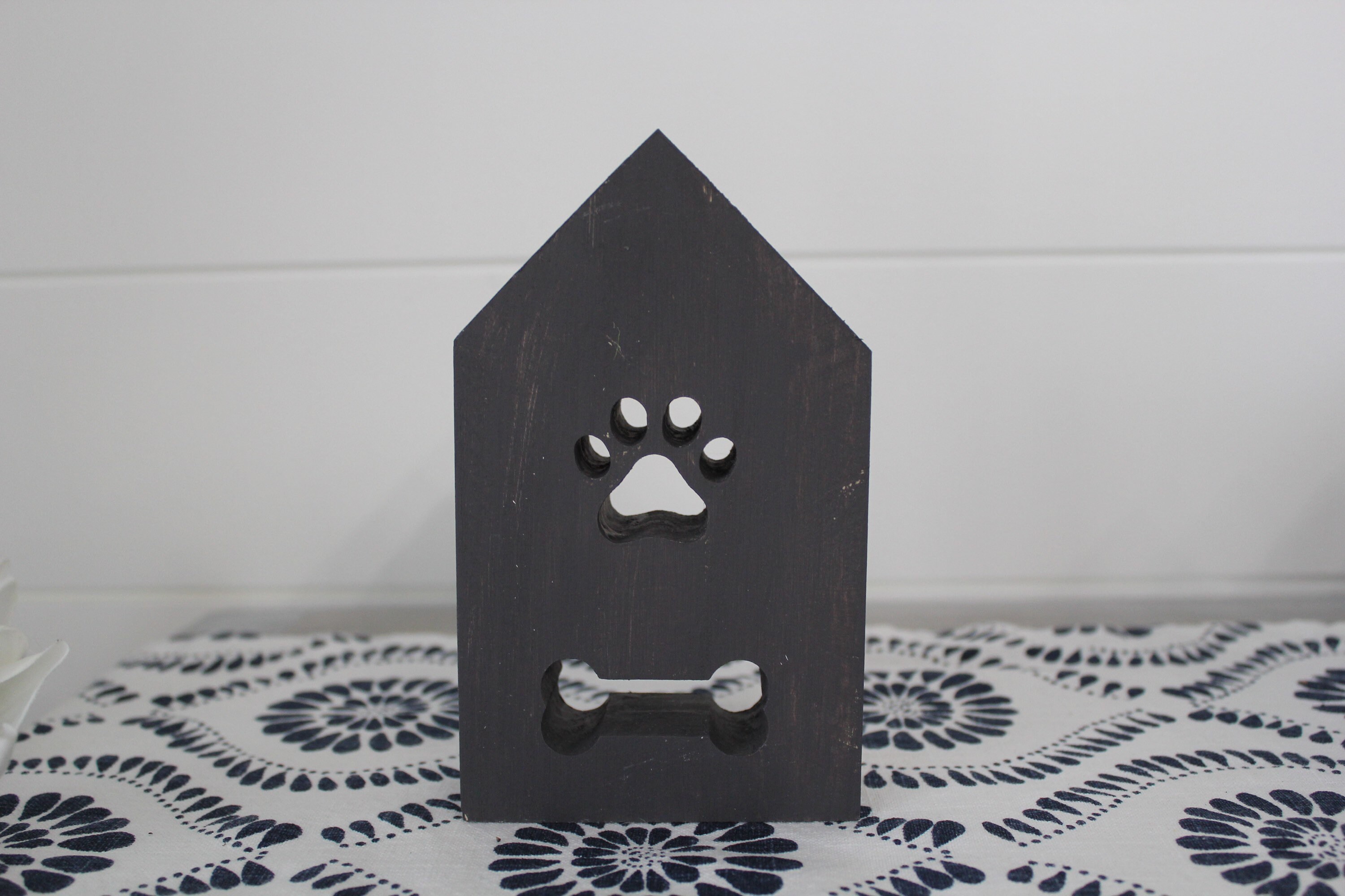 Wood House With Paw Print - Etsy