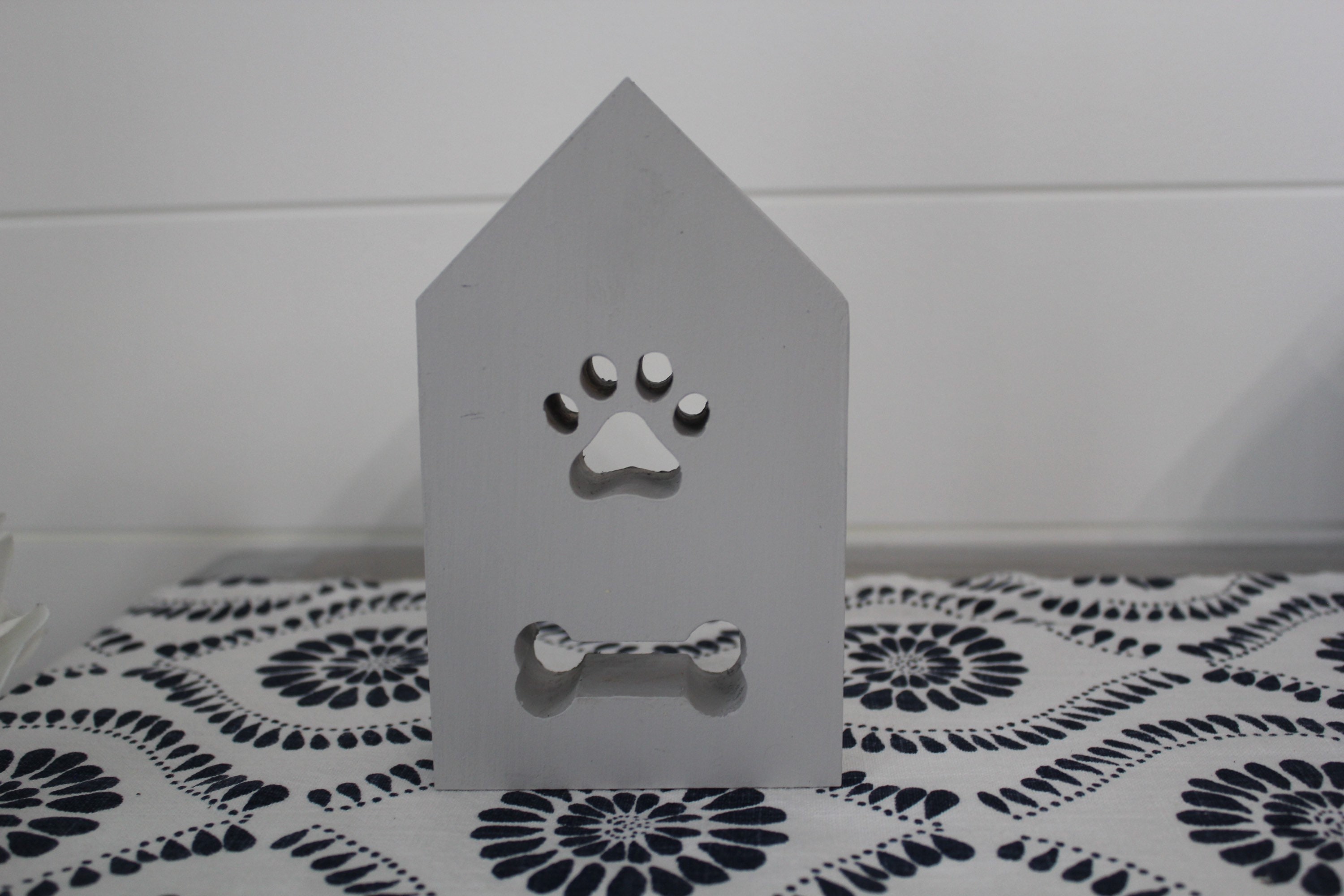 Wood House With Paw Print - Etsy