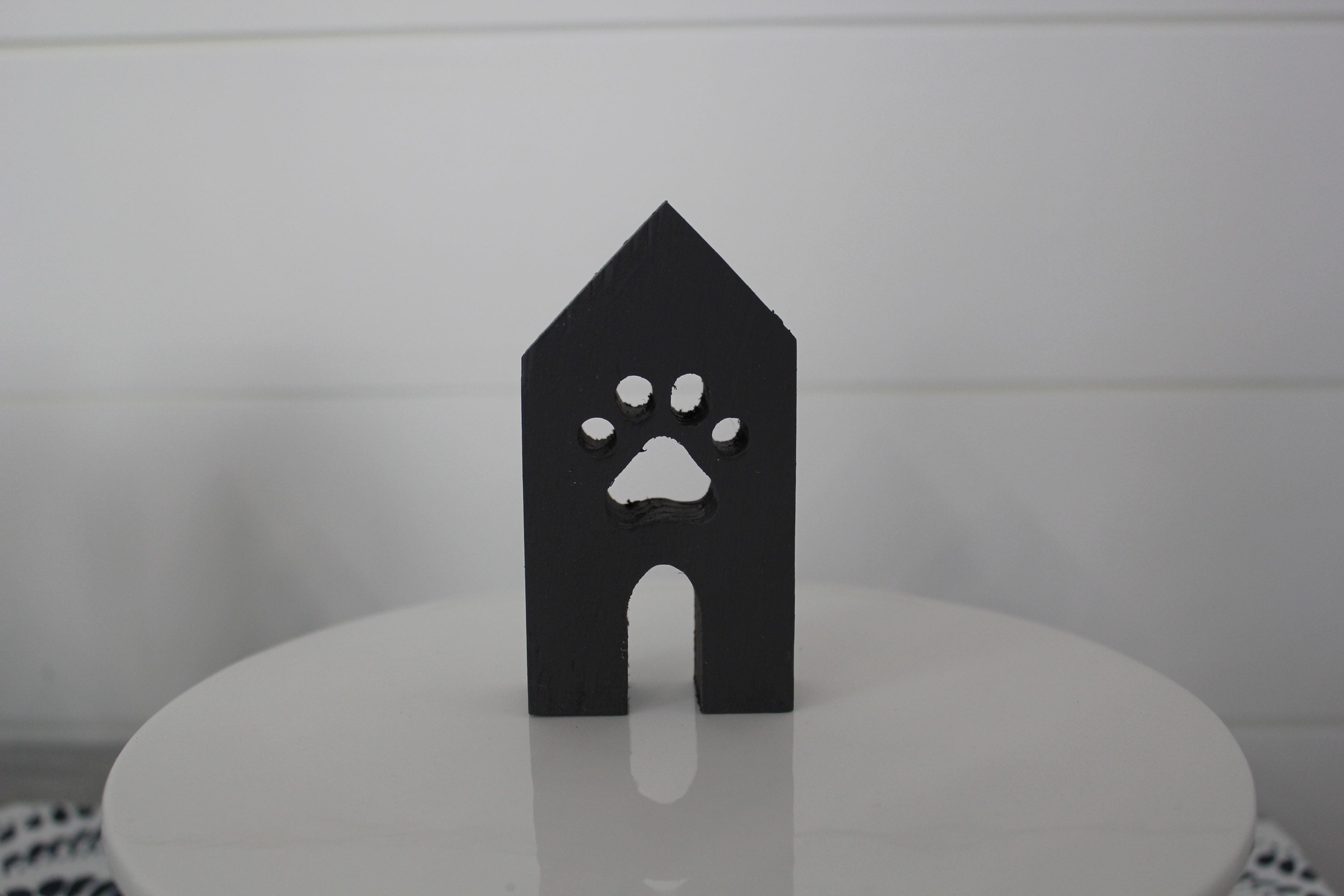 Wood House With Paw Print - Etsy