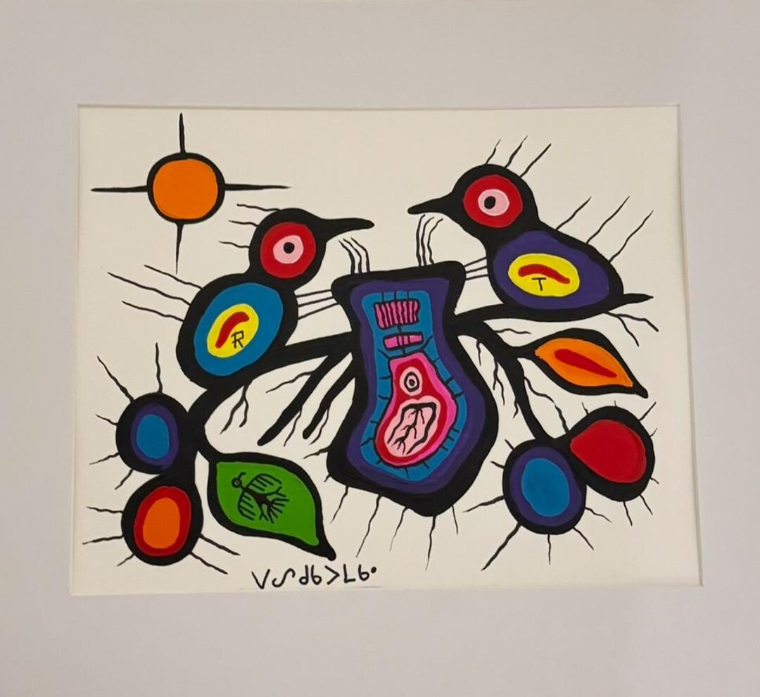 Birds 12x9”in Paper Painting Ojibway Anishinaabe Artwork First Nation ...