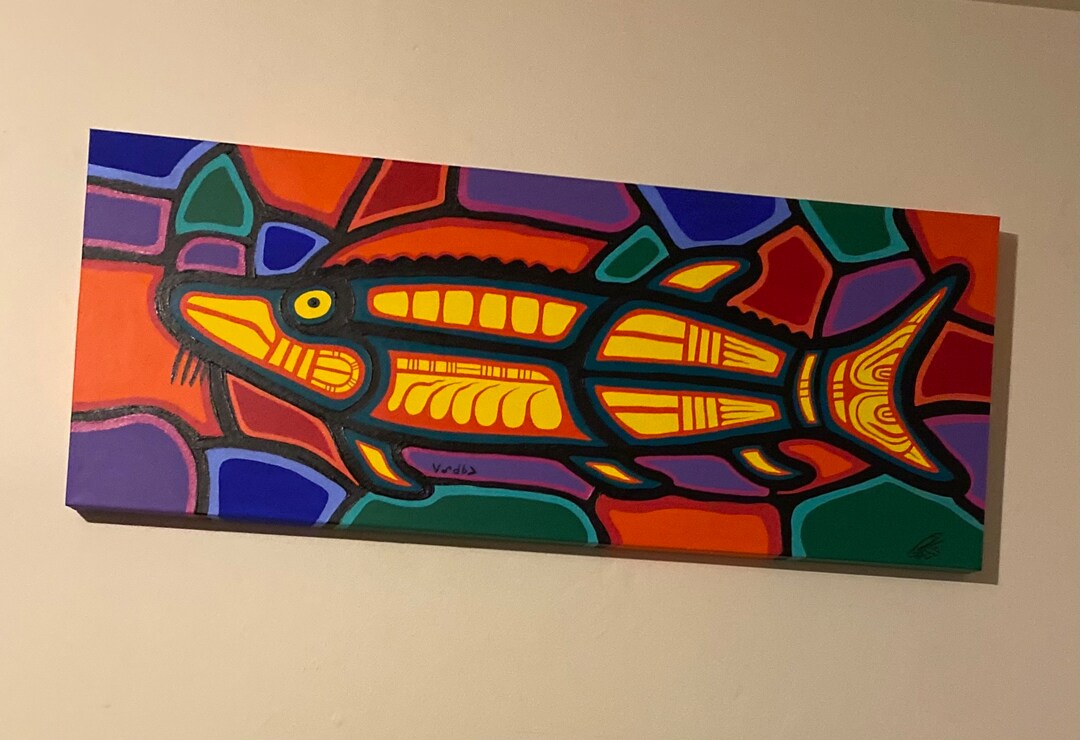 Sturgeon Fish Anishinaabe Oji-cree Artwork Painting original - Etsy