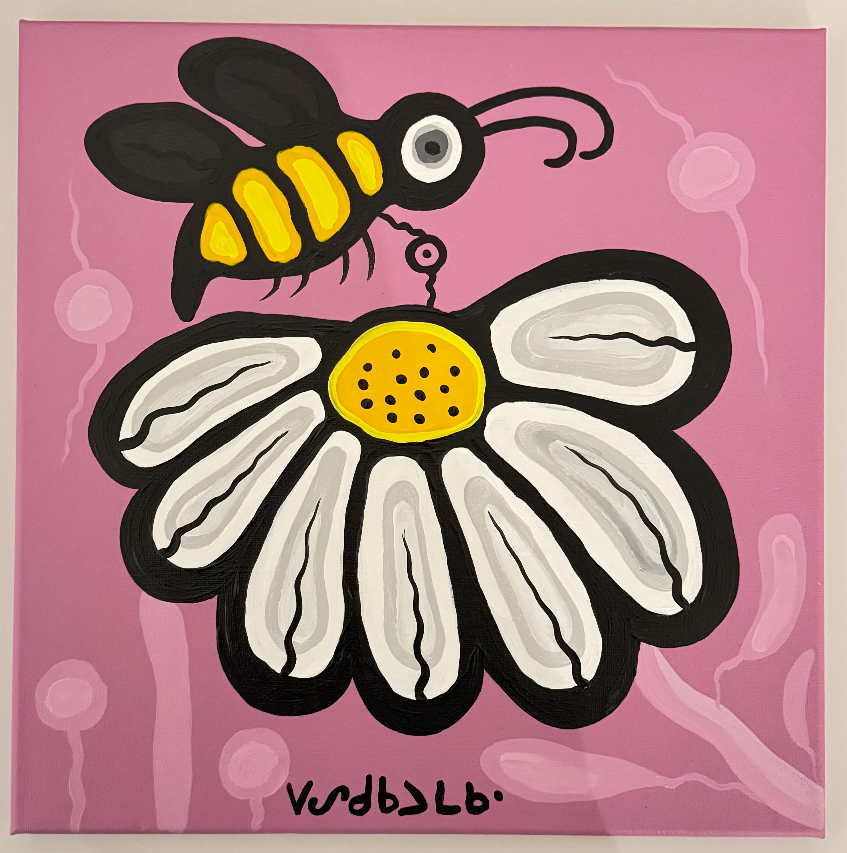 Bee and Daisy Flower Native Art Original Painting Anishinaabe ...