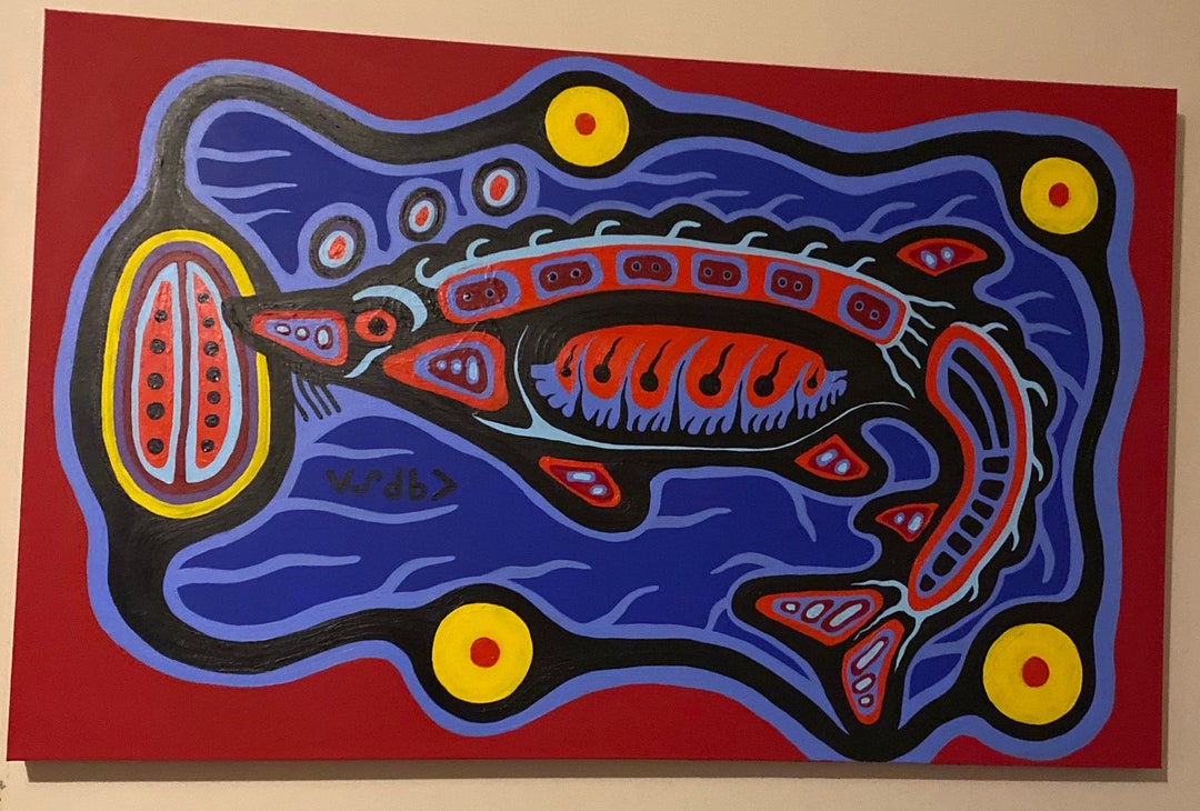 Sturgeon fish Anishinaabe Ojibwe Artwork Painting original - Etsy