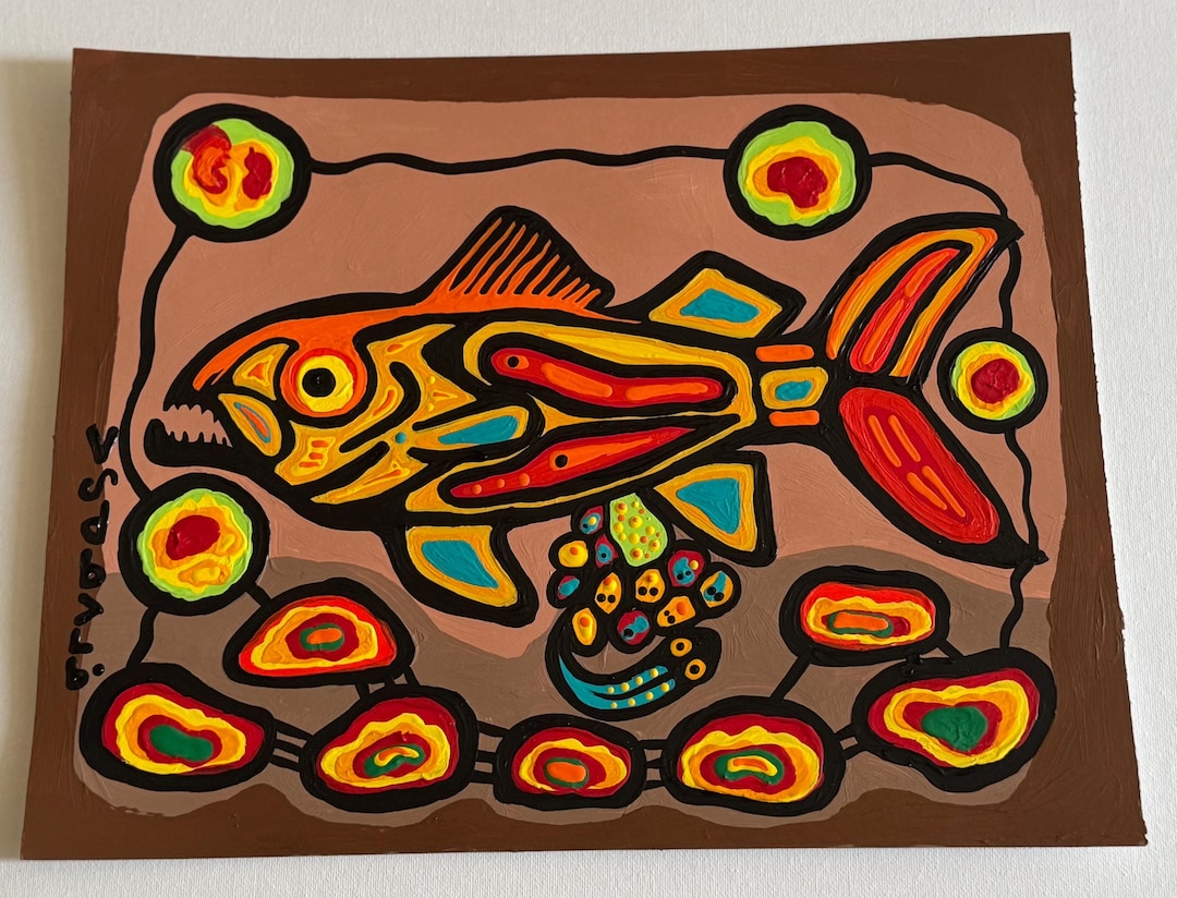 Walleye Fish (11x14”in 184lb Paper Acrylic Painting) Native Art Ojibway ...