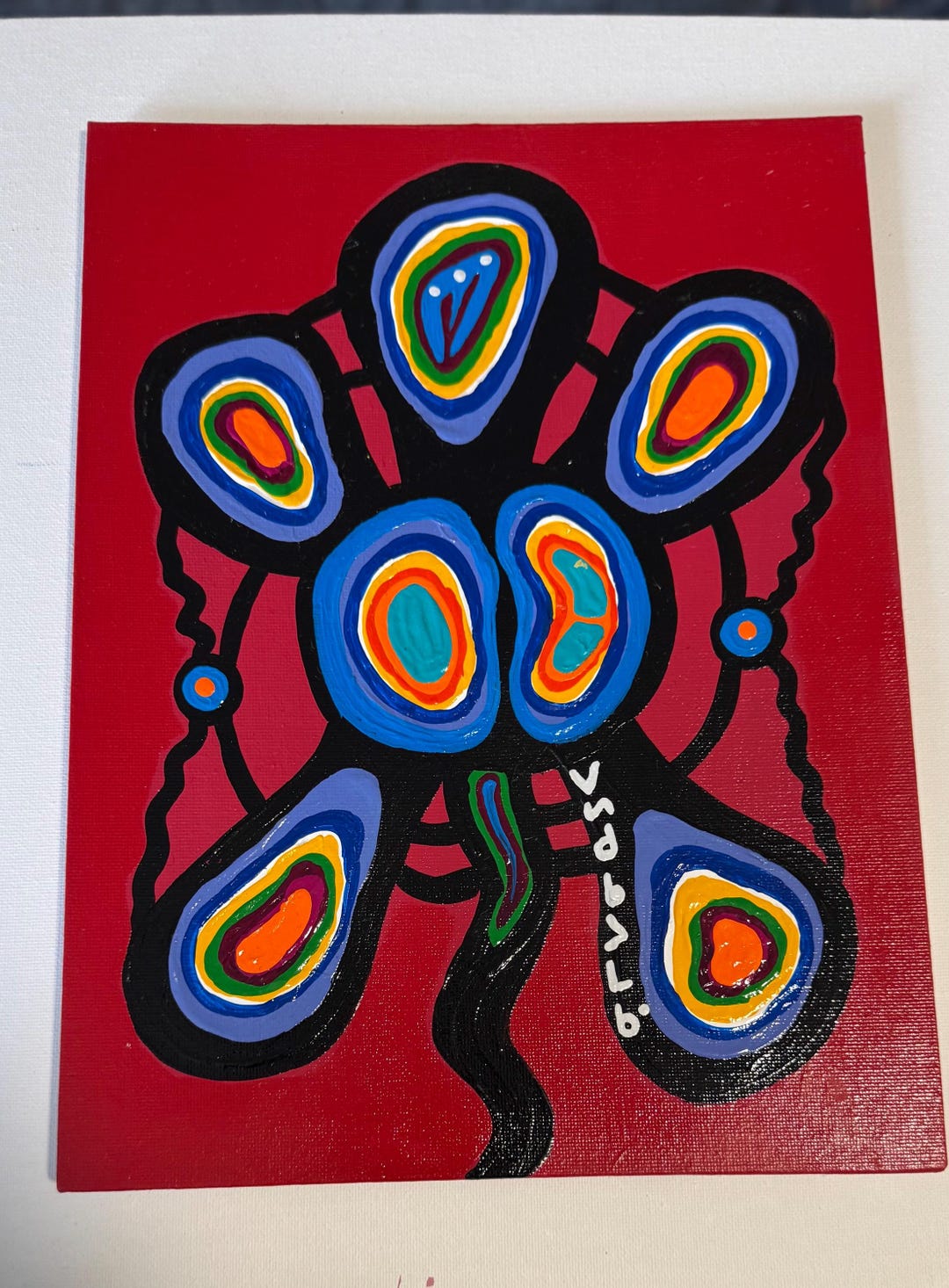 Turtle Flower 9x12”in Canvas Board Original Acrylic Painting Ojibway ...