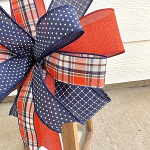 Navy Fall Wreath Bow, Navy Plaid Fall Bow, Fall Bow for Wreath, Fall ...
