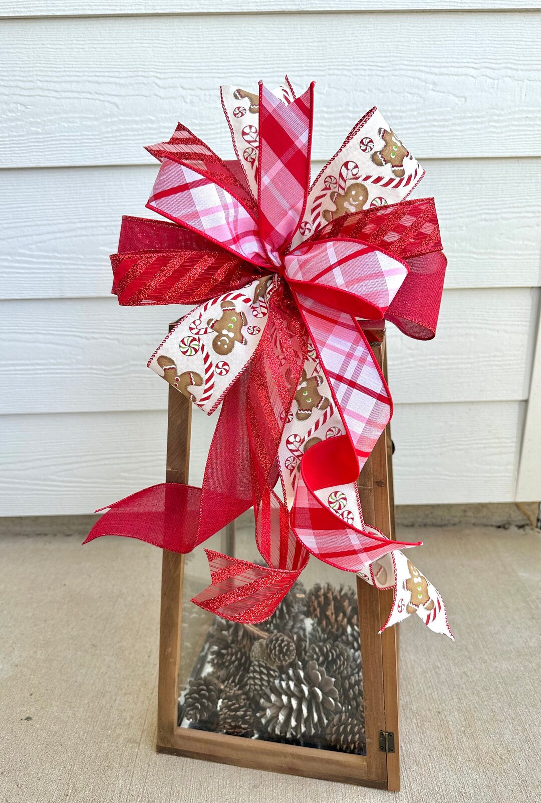 Gingerbread Bow, Gingerbread Wreath Bow, Red Gingerbread Bow ...