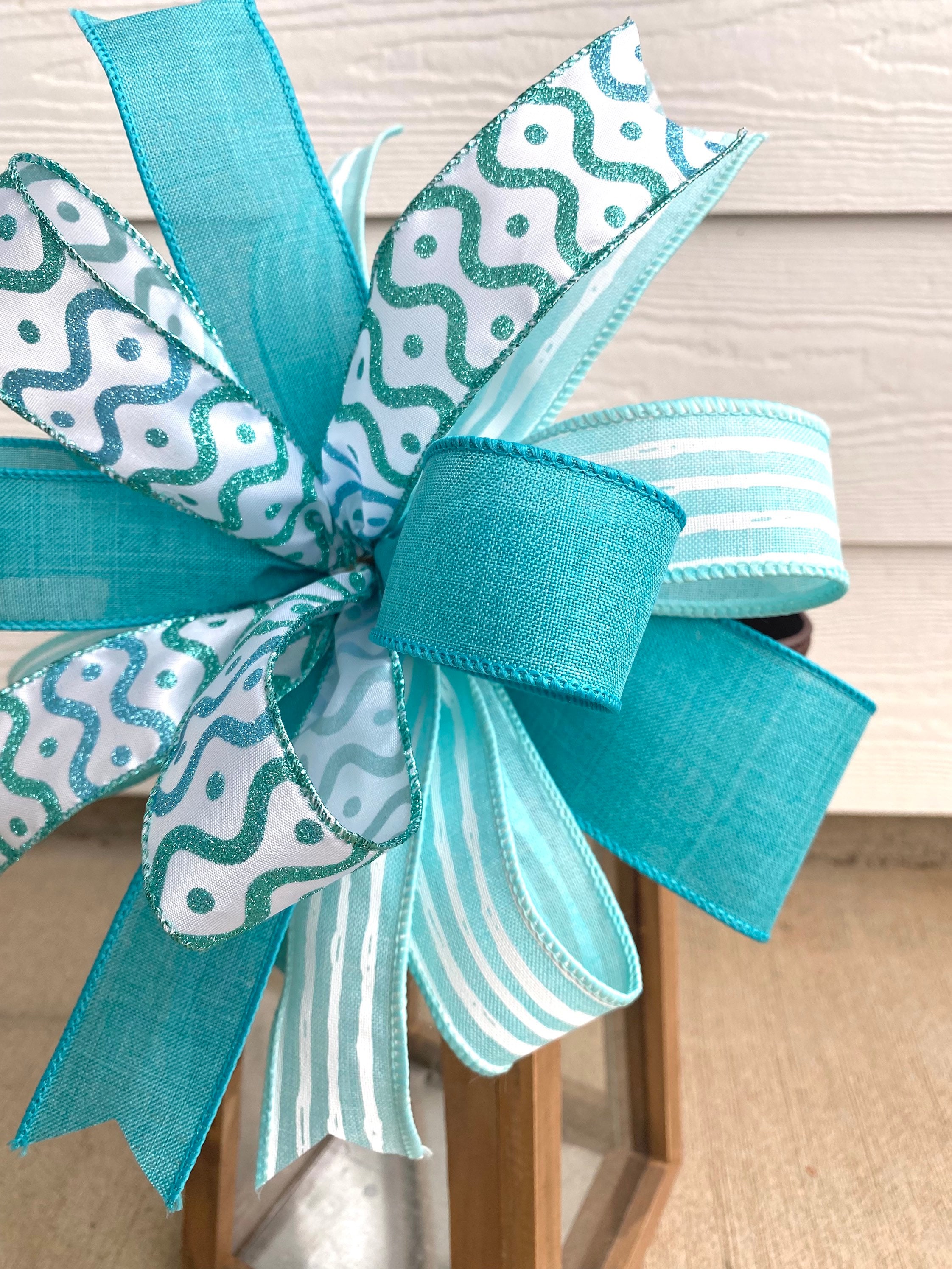 Nautical Wreath Bow, Turquoise Bow, Coastal Wreath Bow, Beach Wreath ...