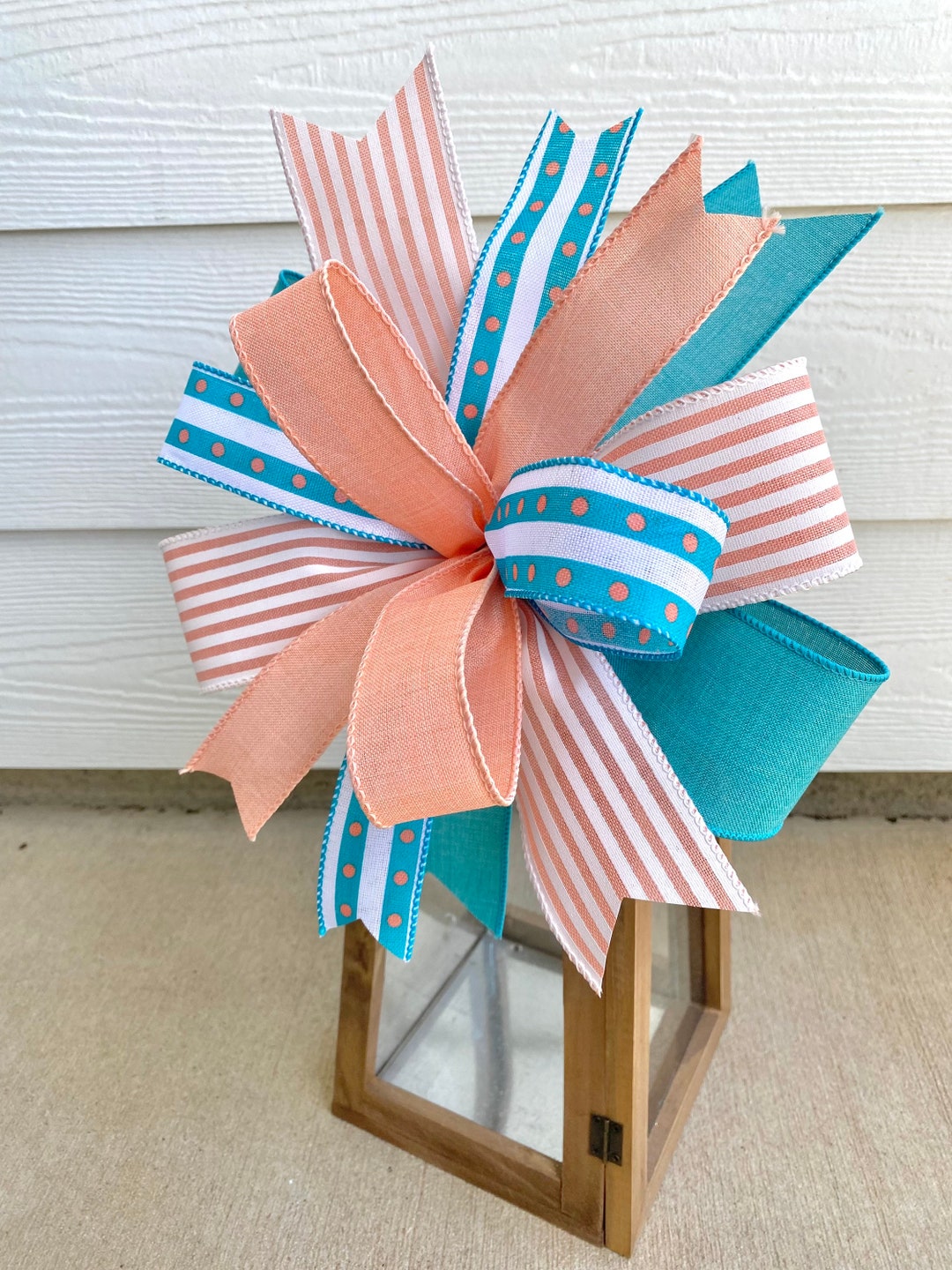 Nautical Wreath Bow, Turquoise Bow, Coastal Wreath Bow, Beach Wreath ...