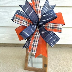 Navy Fall Wreath Bow, Navy Plaid Fall Bow, Fall Bow for Wreath, Fall ...