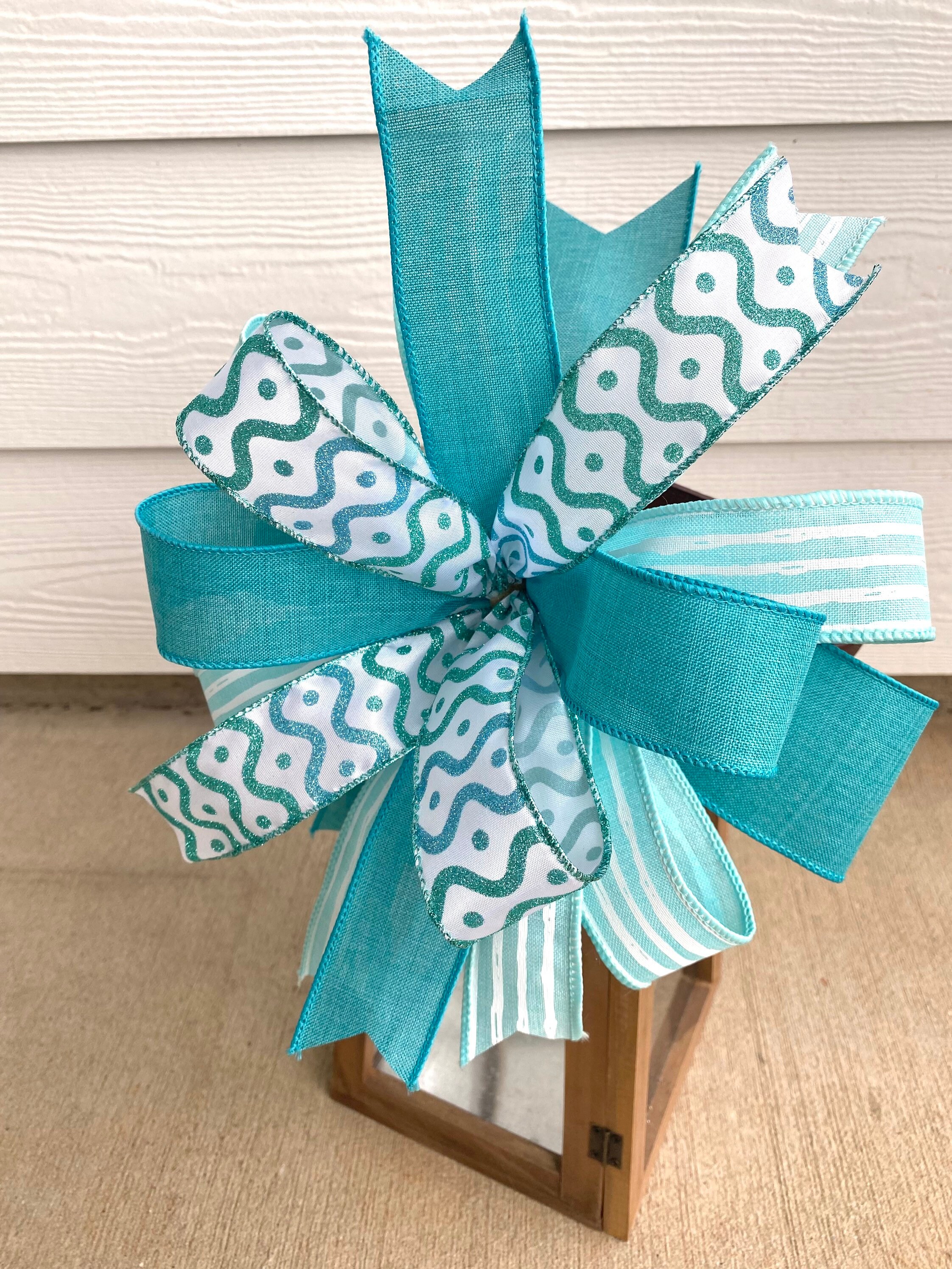 Nautical Wreath Bow Turquoise Bow Coastal Wreath Bow Beach - Etsy