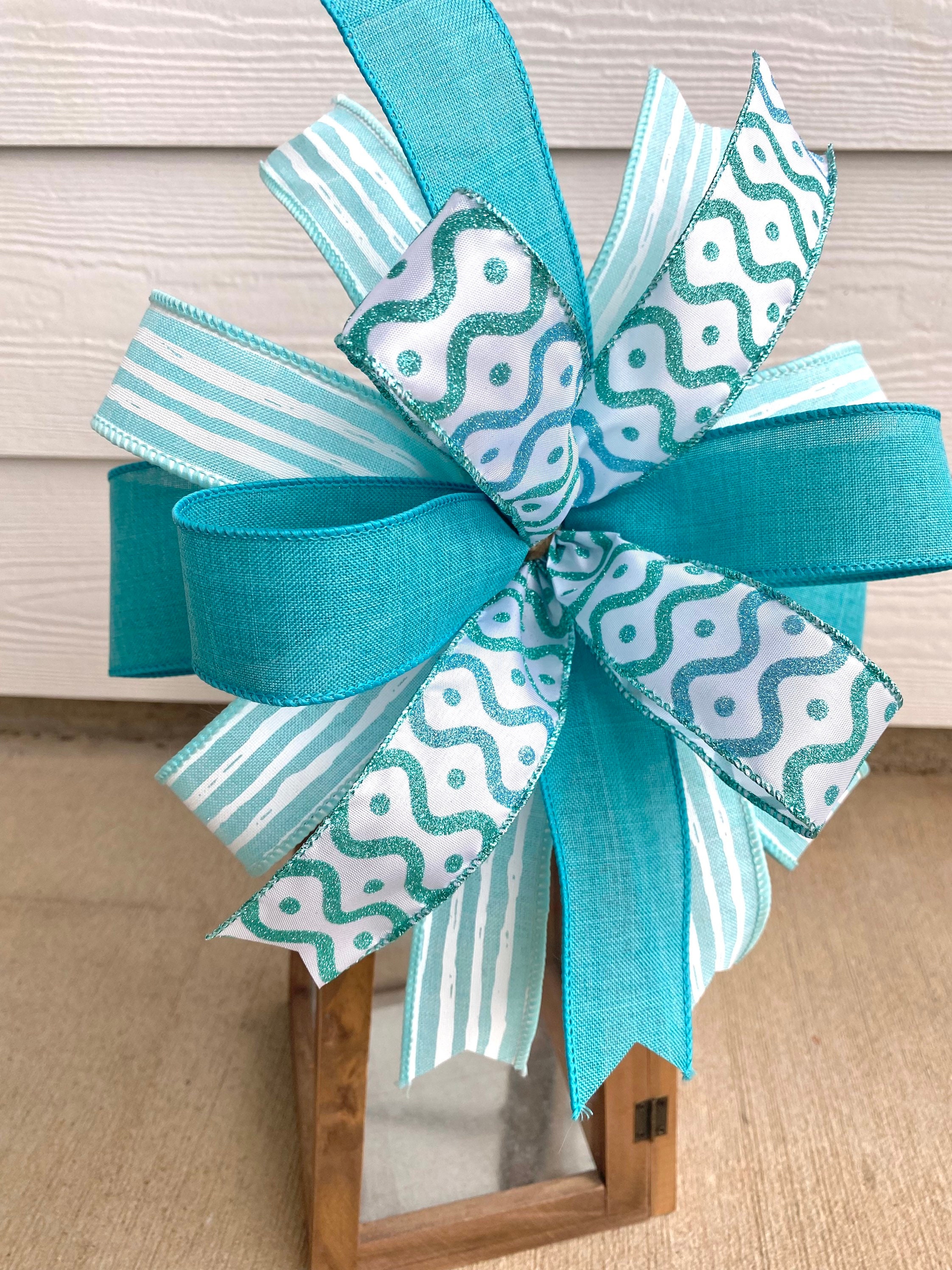 Nautical Wreath Bow Turquoise Bow Coastal Wreath Bow Beach - Etsy