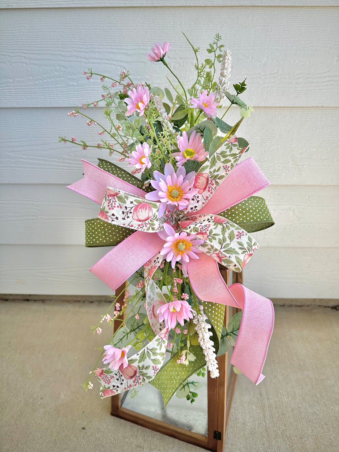 Spring Lantern Swag, Spring Lantern Topper, Year Round Swag, Summer ...