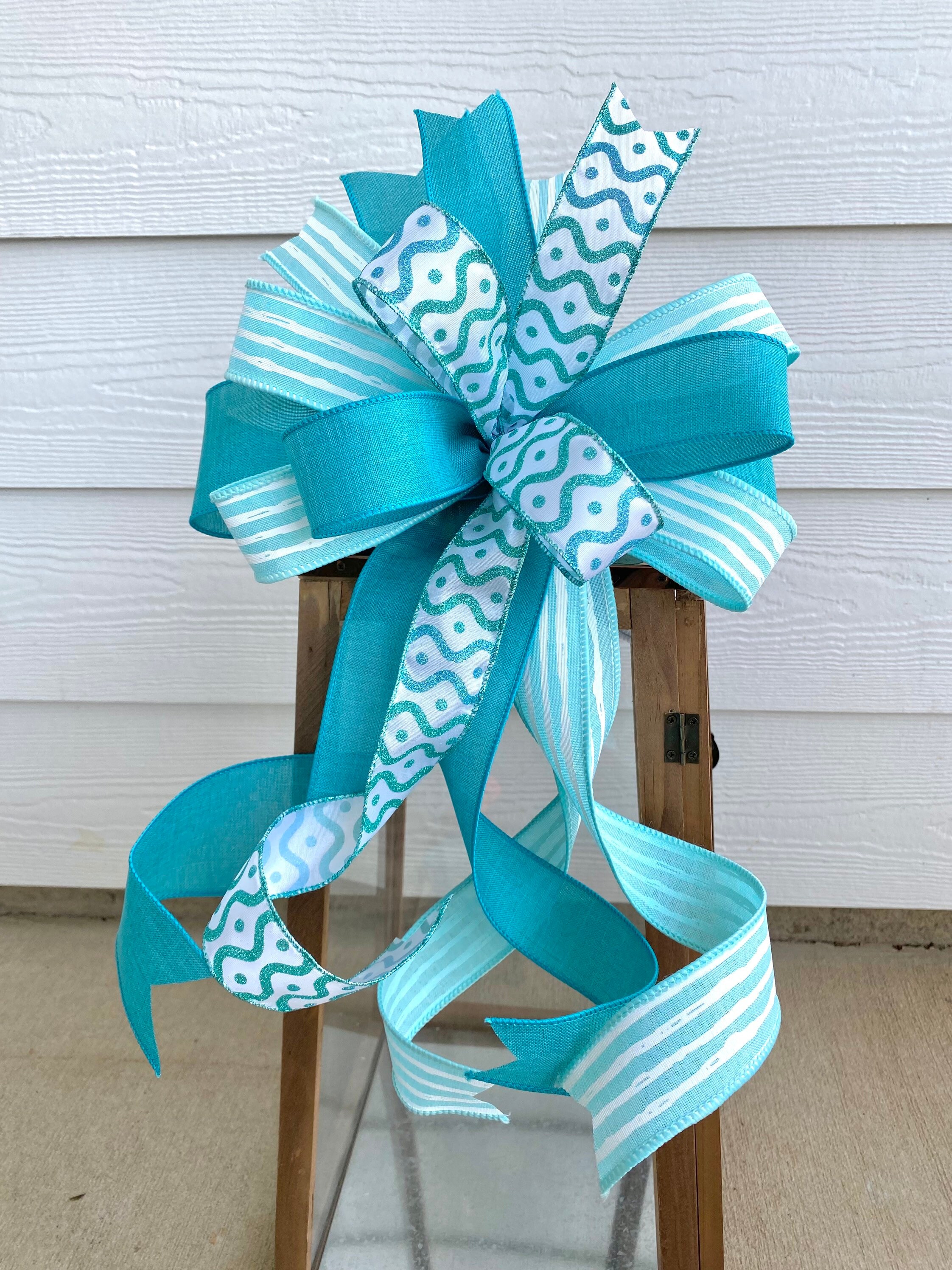 Nautical Wreath Bow Turquoise Bow Coastal Wreath Bow Beach - Etsy