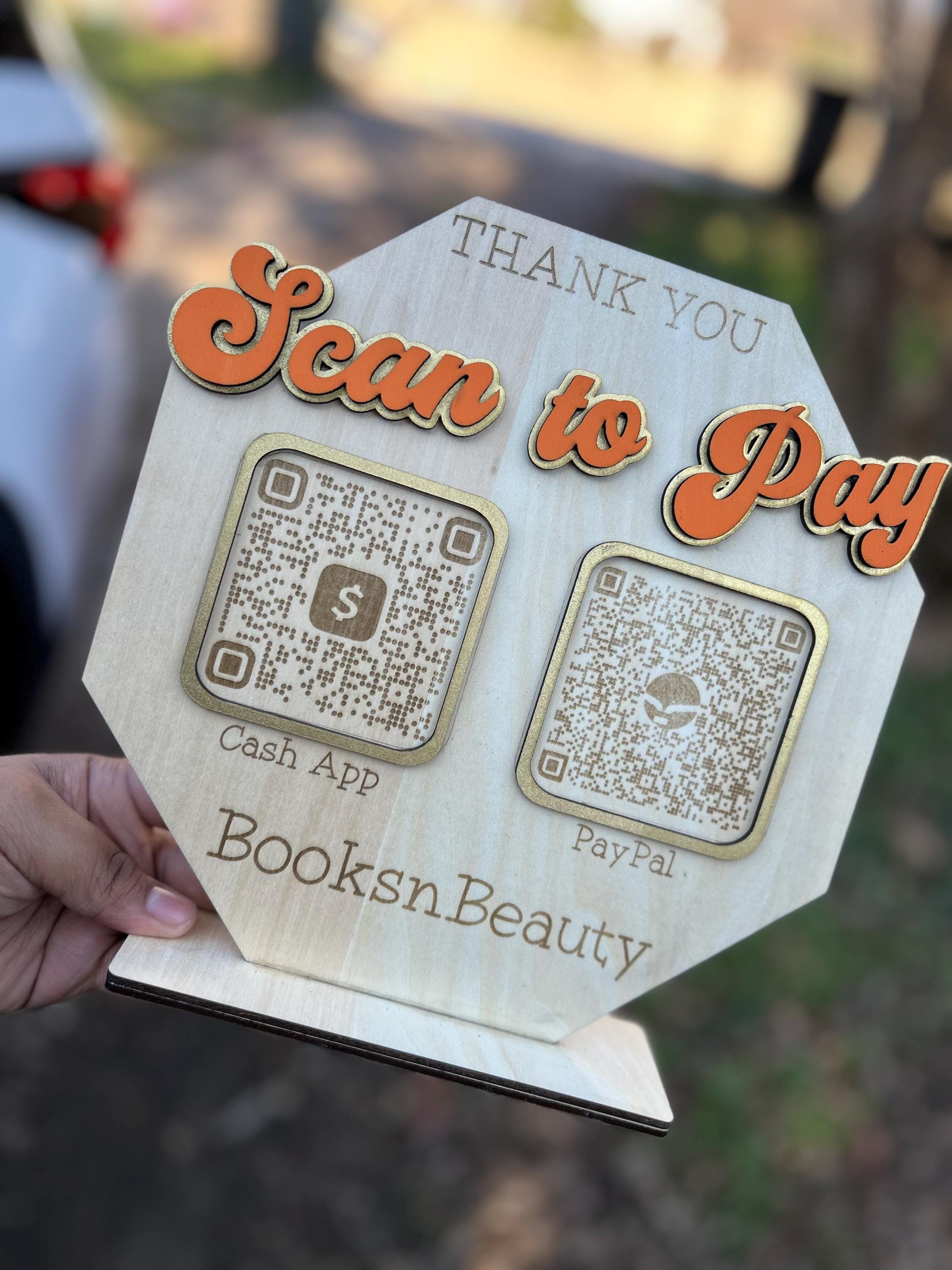 Scan to Pay Laser Engraved QR Signage, Wood QR Sign, Pay QR Signage ...