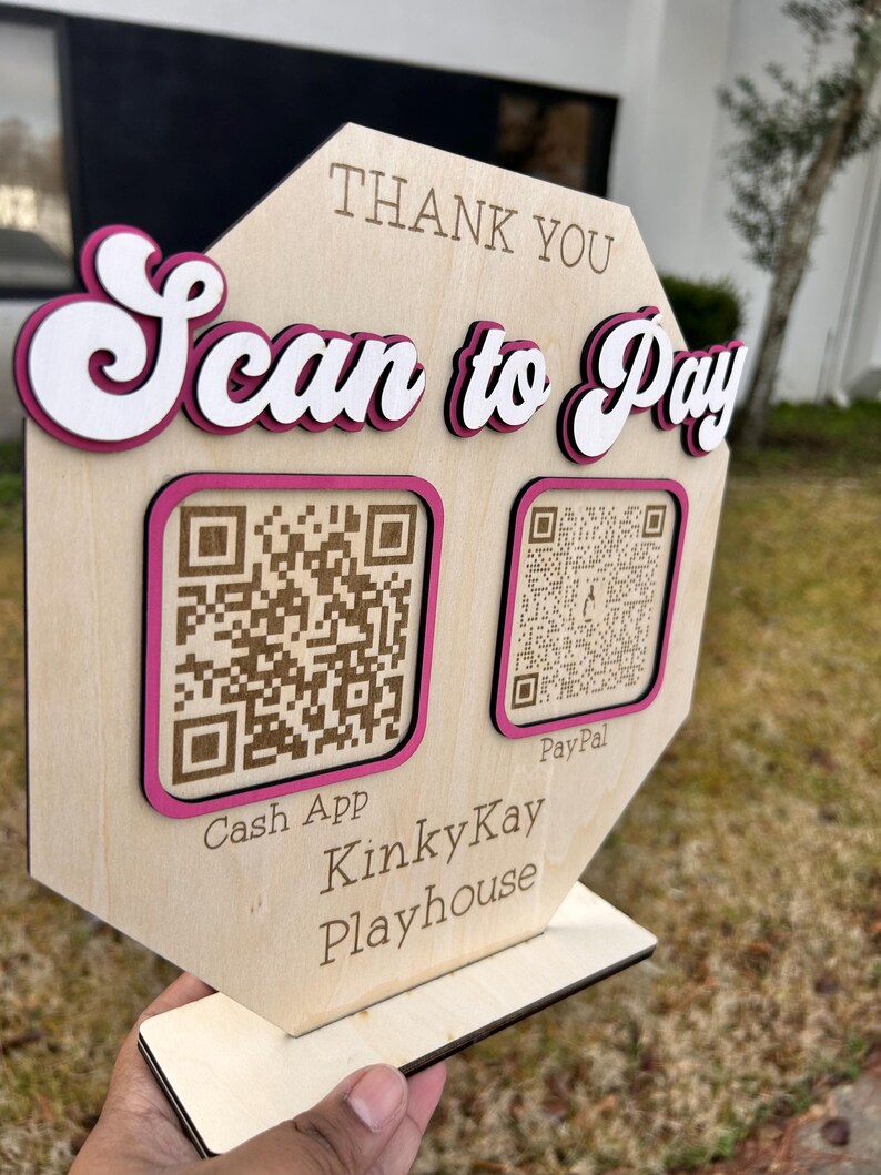 Scan to Pay Laser Engraved QR Signage, Wood QR Sign, Pay QR Signage ...