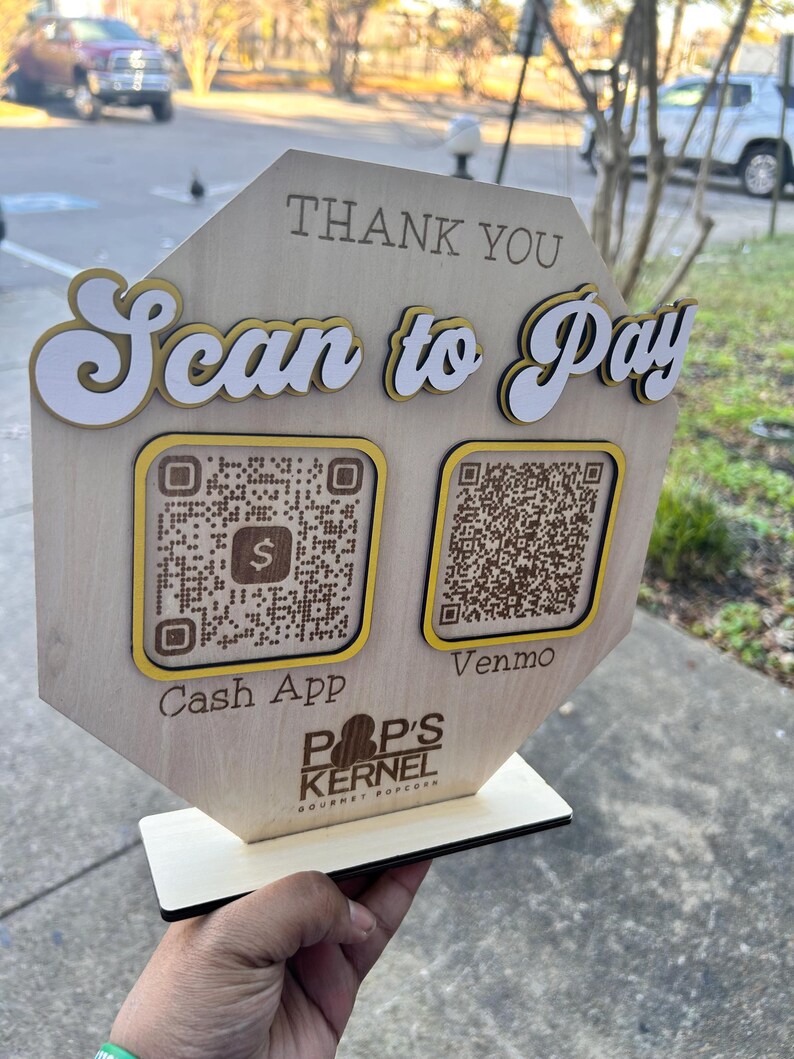 Scan to Pay Laser Engraved QR Signage, Wood QR Sign, Pay QR Signage ...