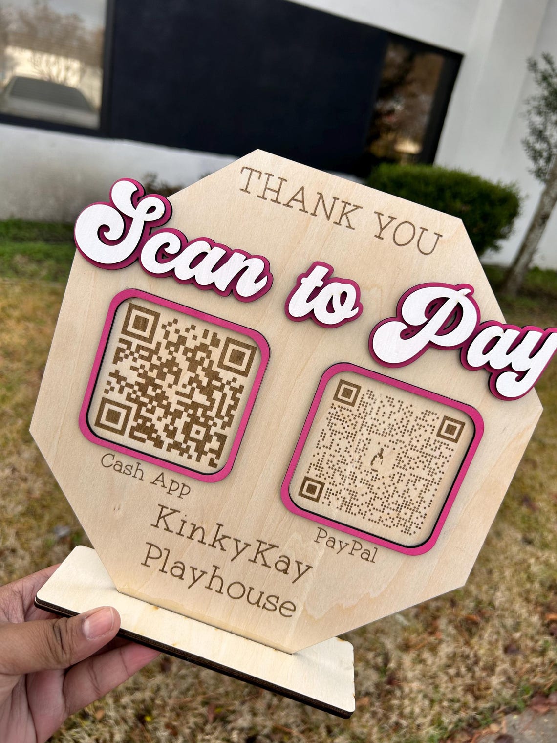 Scan to Pay Laser Engraved QR Signage, Wood QR Sign, Pay QR Signage ...