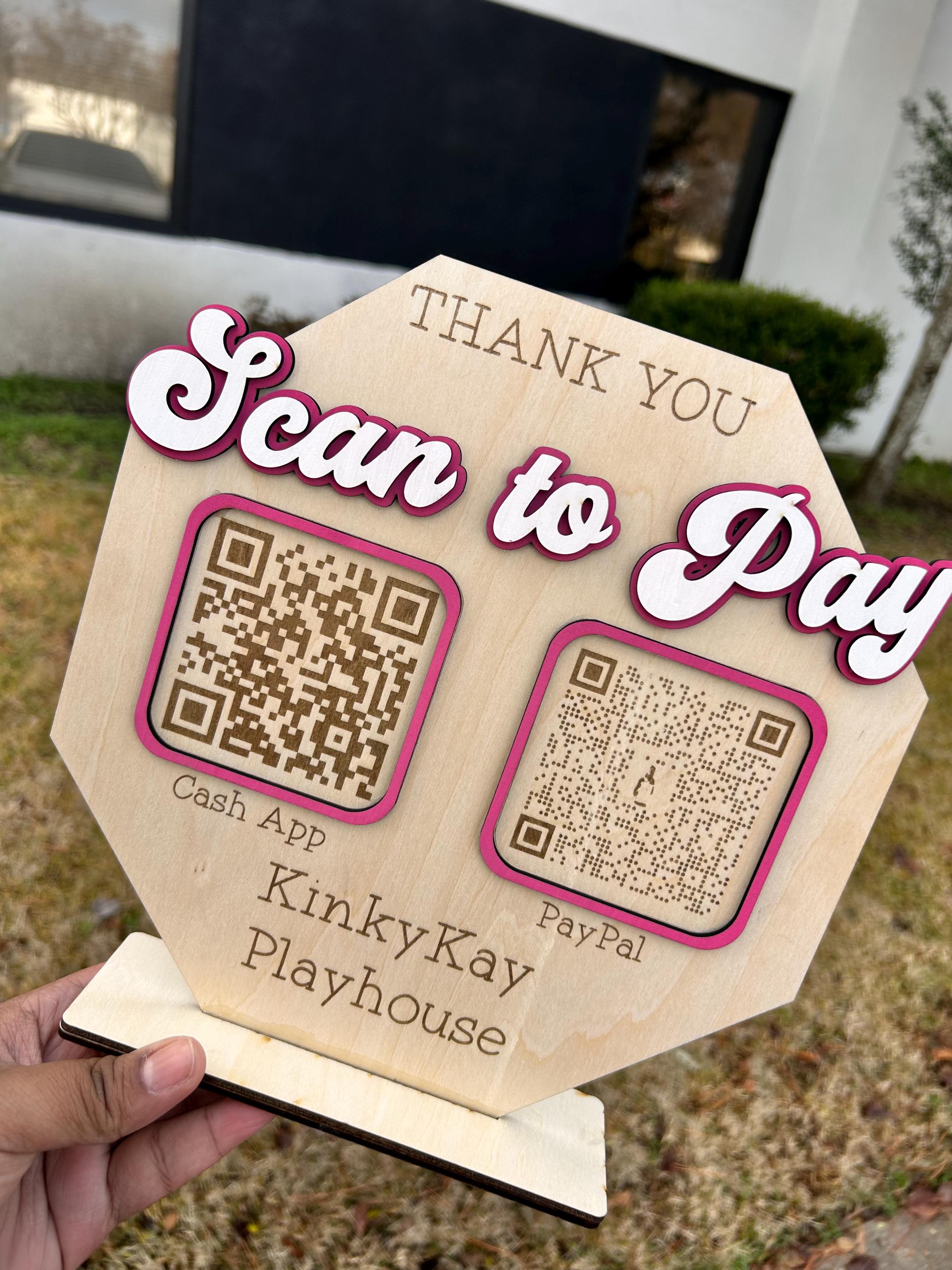 Scan to Pay Laser Engraved QR Signage, Wood QR Sign, Pay QR Signage ...