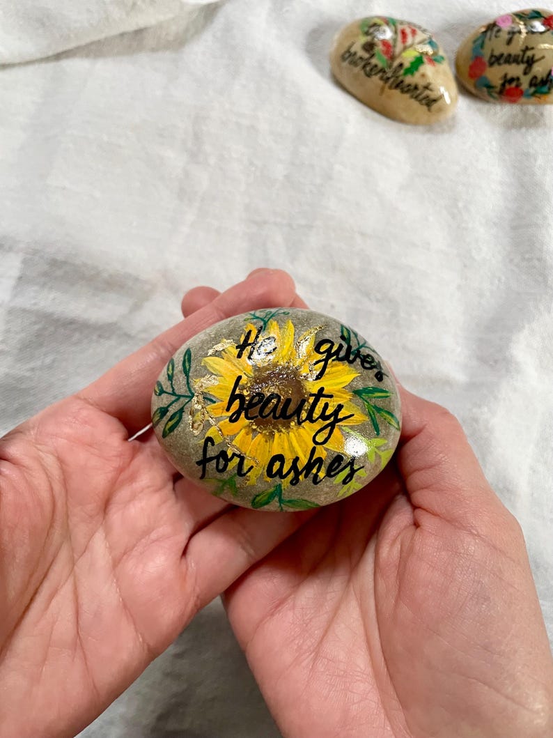 Encouraging Words Painted Rocks One-of-a-kind Gift Kintsugi Inspired ...