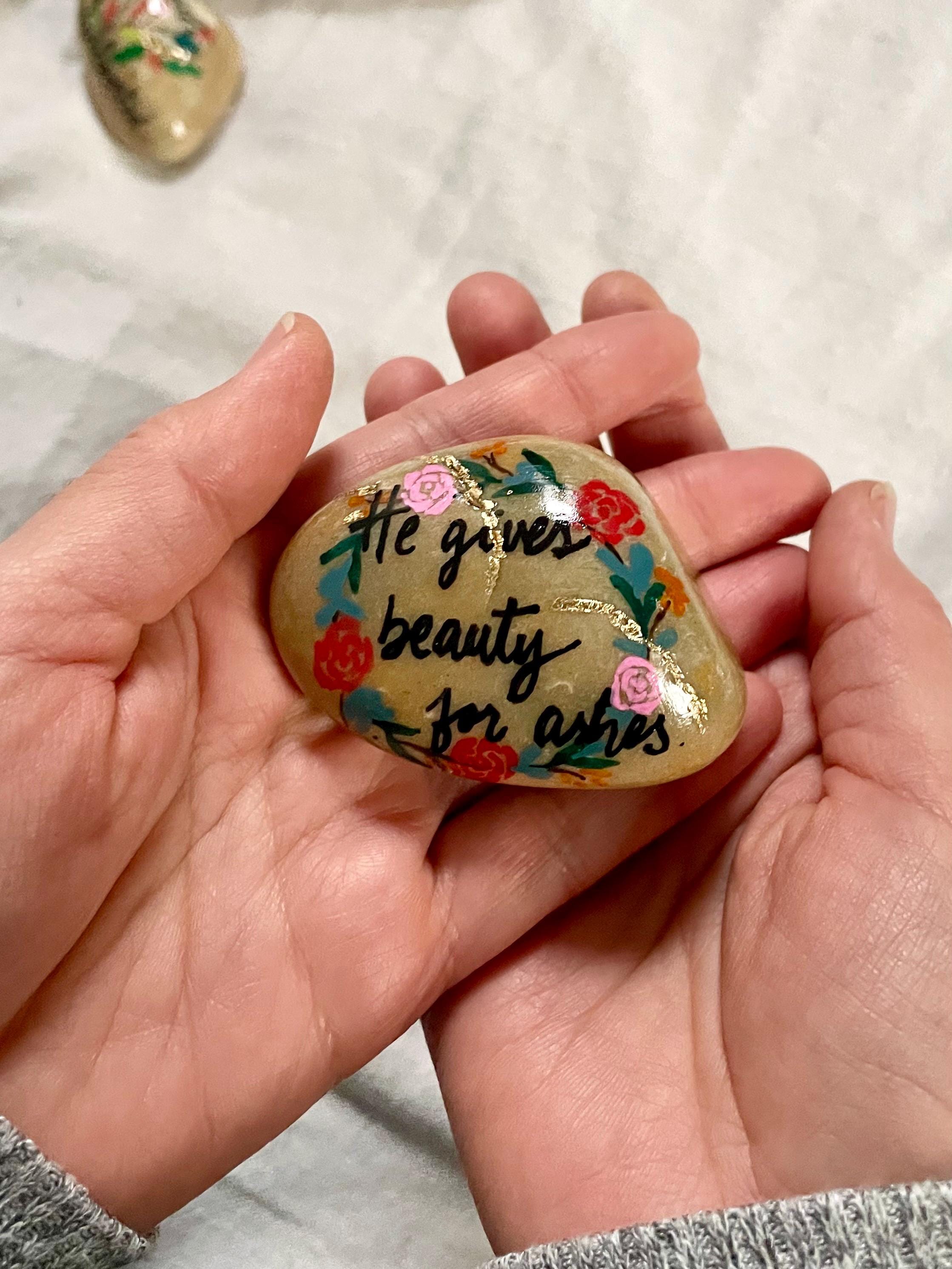 Encouraging Words Painted Rocks One-of-a-kind Gift Kintsugi Inspired ...