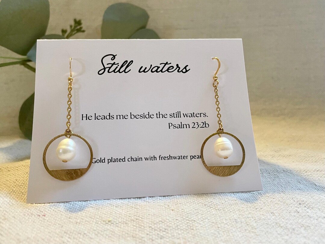 Psalm 23 Jewelry Freshwater Pearl Earrings Bible Verse Jewelry for ...