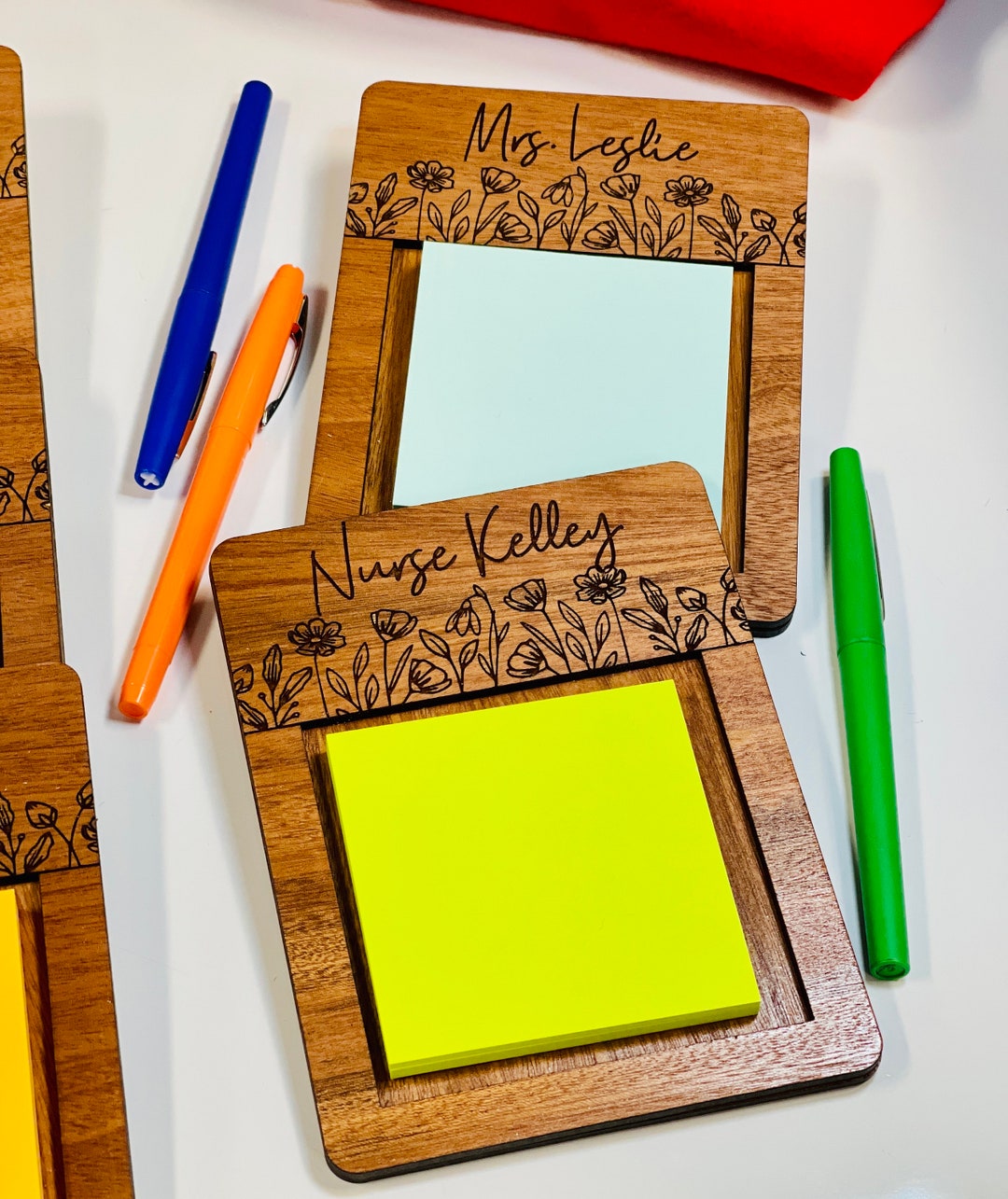 Post It Note Holder With Floral Design - Etsy