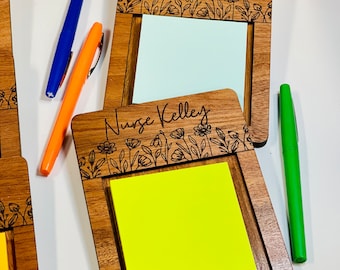 Monogram Post It Note Holder With Pen Slot - Etsy