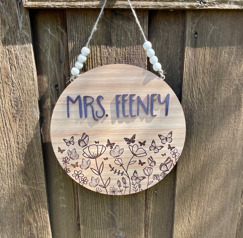 Sophisticated Floral Classroom Door Sign - Etsy