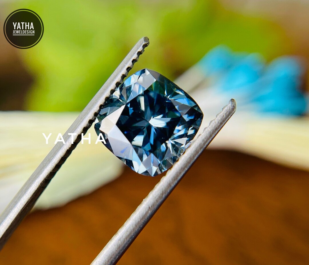 5 MM to 12 MM Cushion Shape Loose Moissanite Stone Deep Blue Color ...