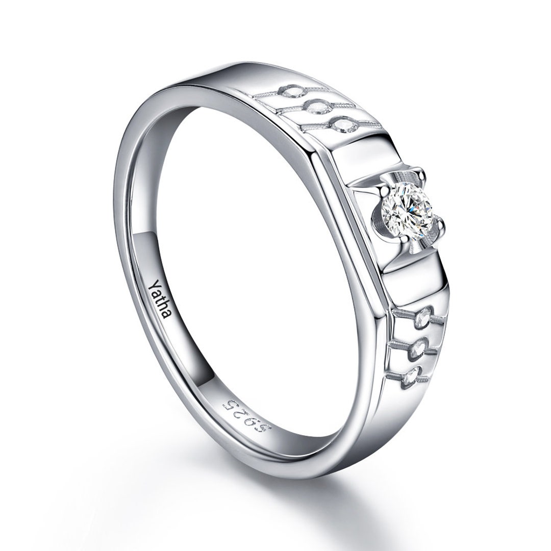 Classic Fency Ring With Round Cut Moissanite Stone and 925 Sterling ...