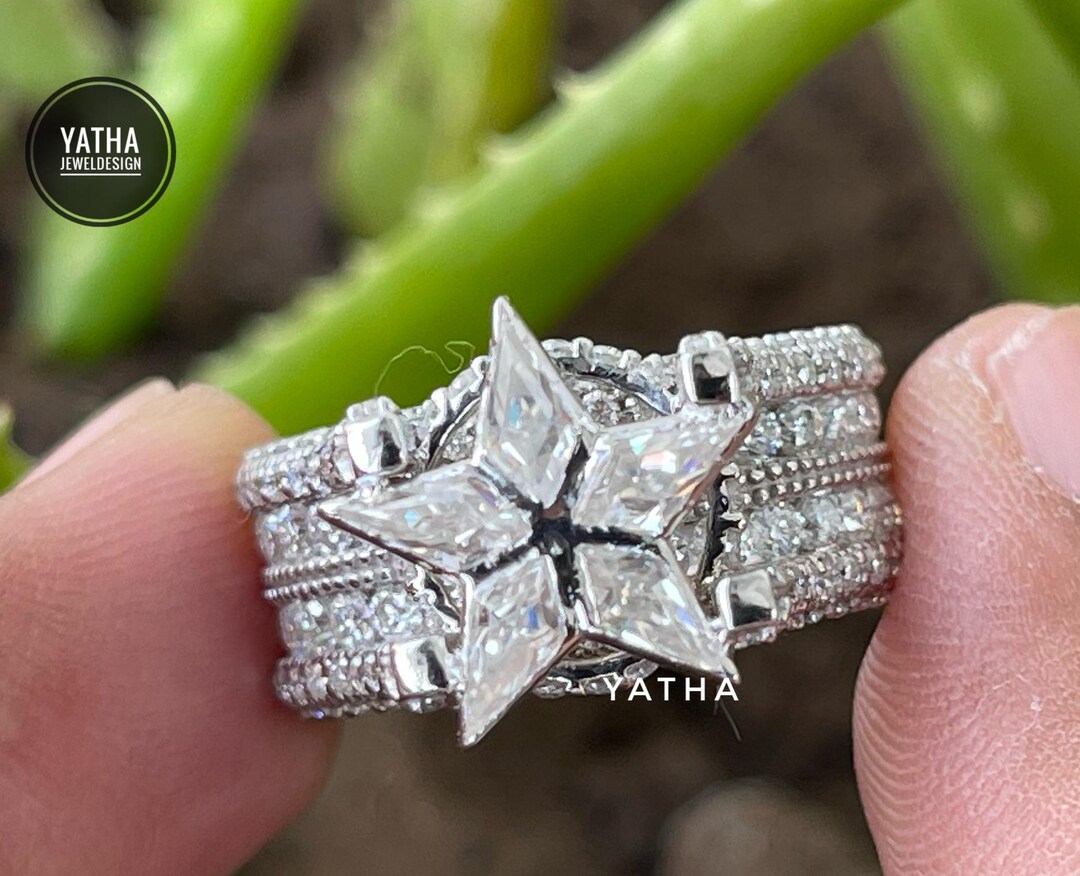 Star Shape Moissanite Ring,kite Cut Moissanite Ring, Vintage Classic ...