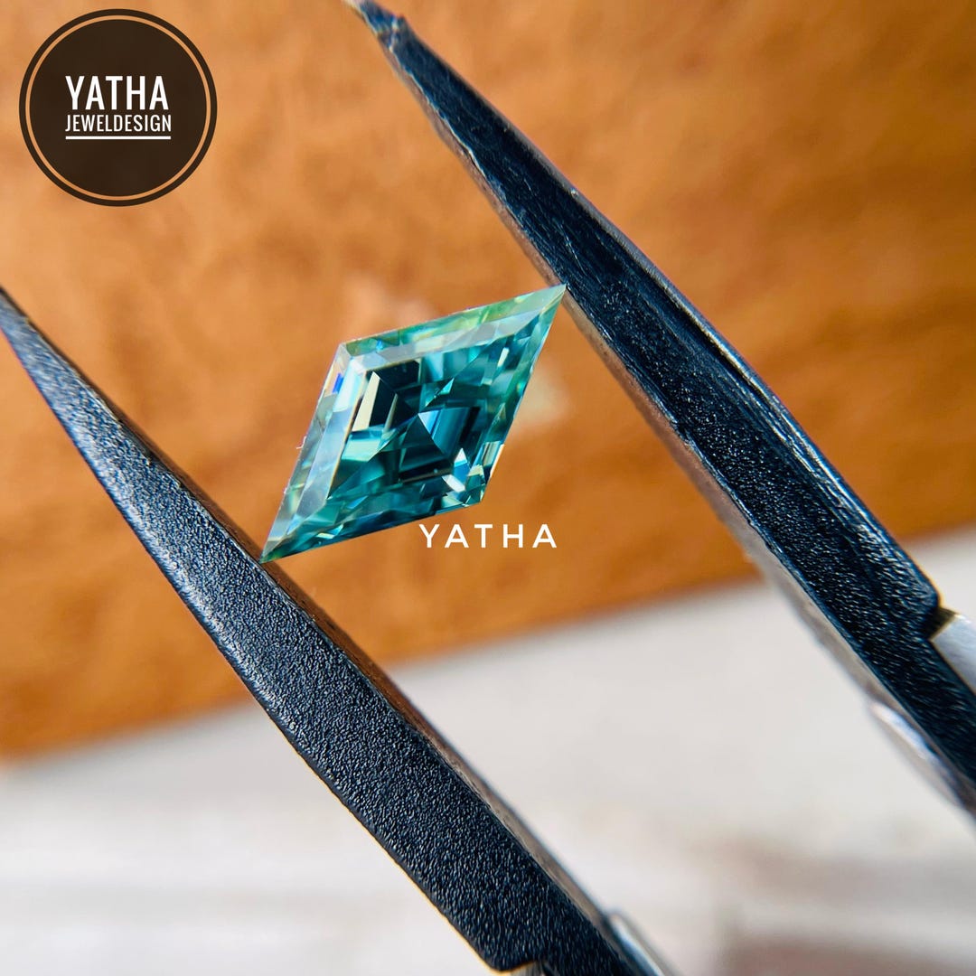 Blue Lozenge Cut Moissanite | Kite Shape VVS1 Gemstone | Fancy Blue ...