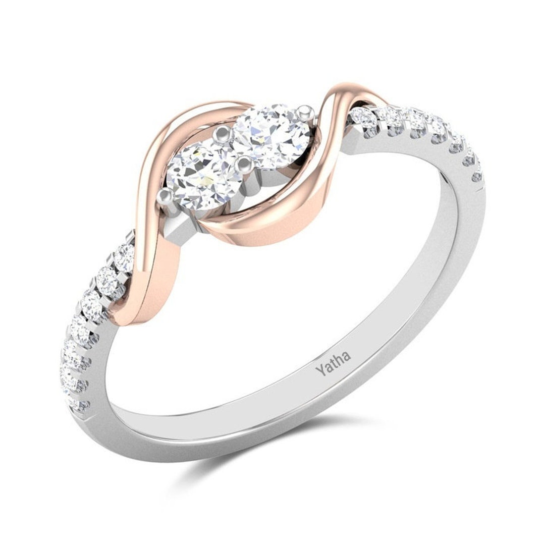 Fency Ring With 3 MM Round Cut White Moissanite Stone & 1.5mm Side ...