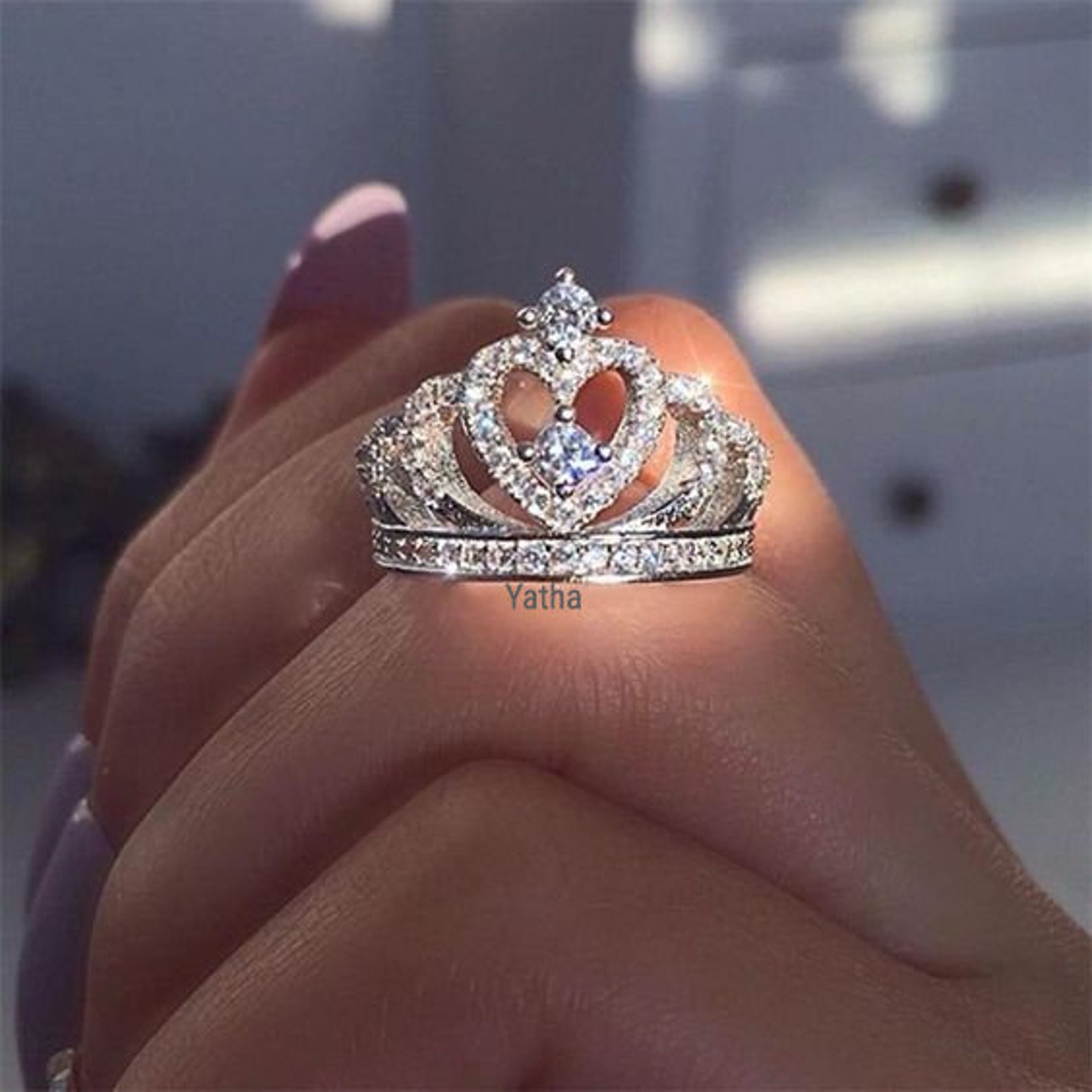 Fency Taj Ring With Round Moissanite Stone With Brilliant Cut 925 ...