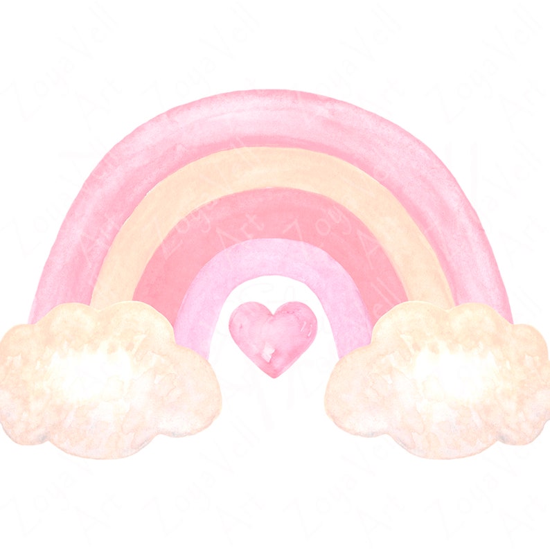 Pink Rainbow Clipart Watercolor Nursery Clip Art Hand | Etsy