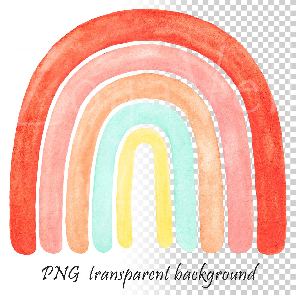 Watercolor rainbow PNG Hand drawn rainbow Rainbow clip art | Etsy