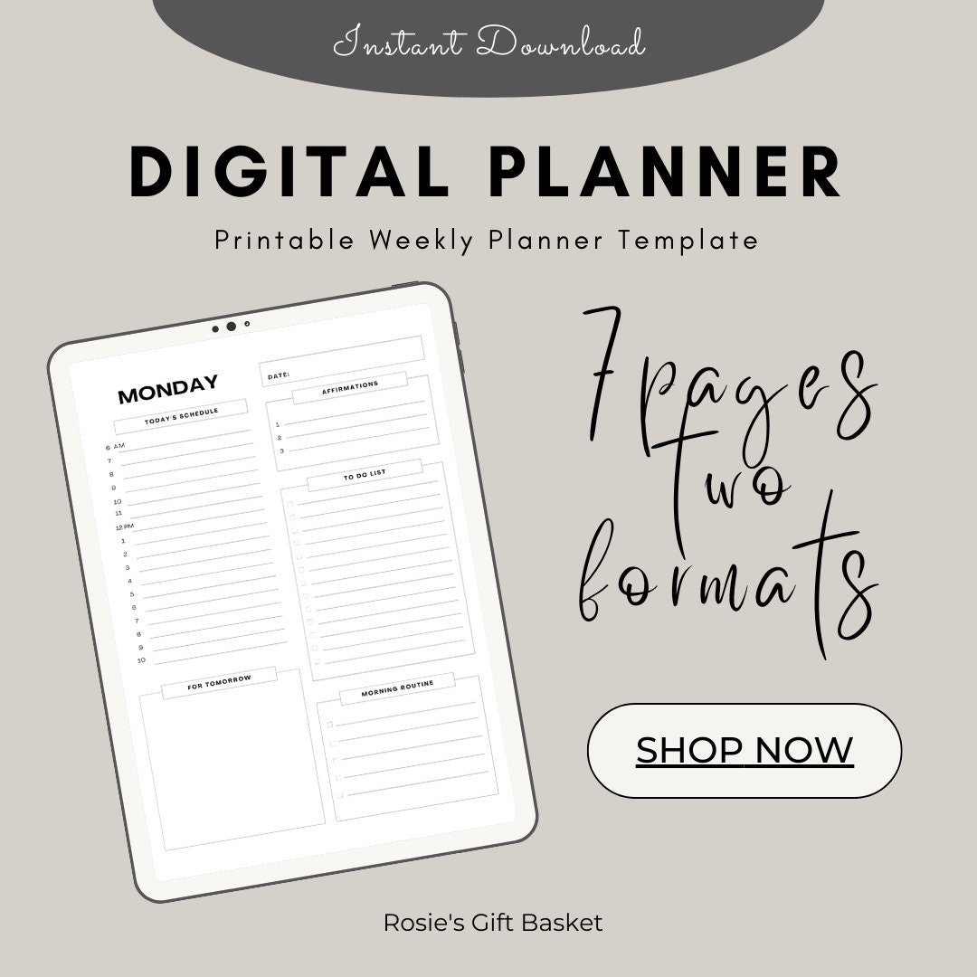 Daily Minimalist Editable PDF Planner - Etsy