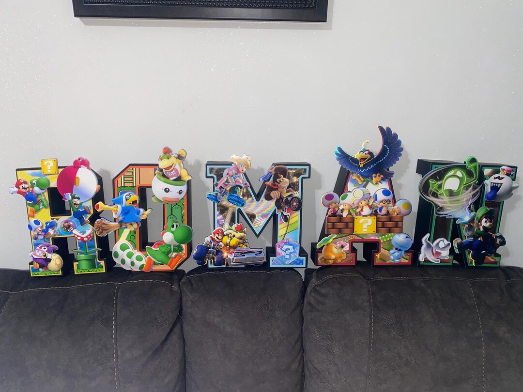 Mario 3D Letters, Mario Mouse Theme Party Decor, Mario Birthday Party ...