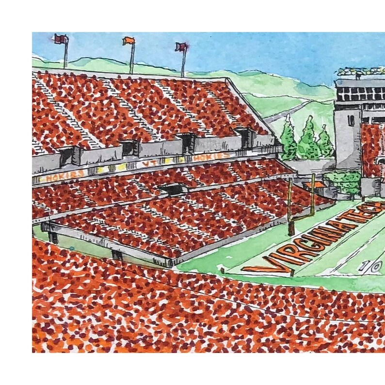 VT Football Stadium Print Virginia Tech Art Virginia Tech - Etsy