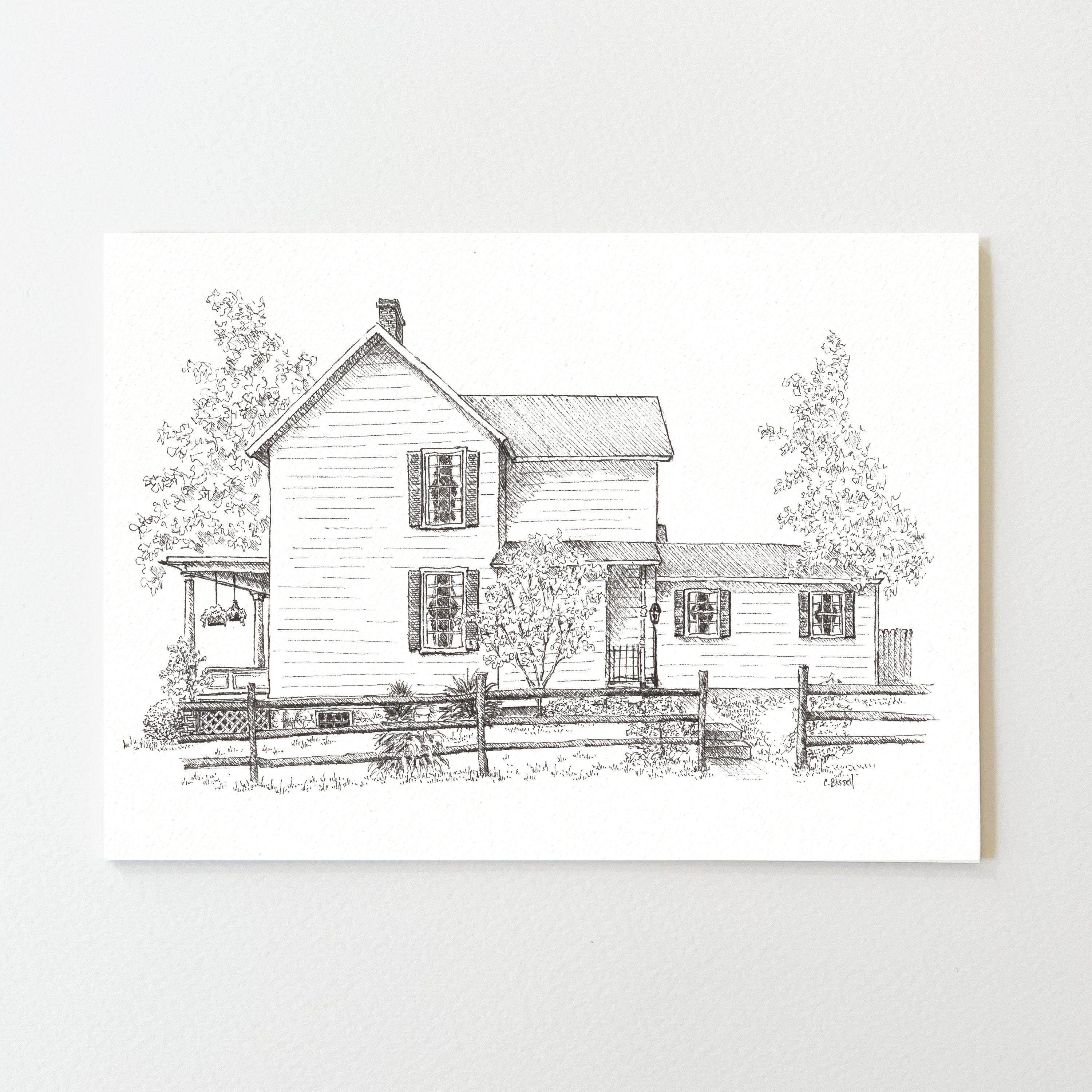 House Drawing From Photo, Pen and Ink, House Illustration, Home ...
