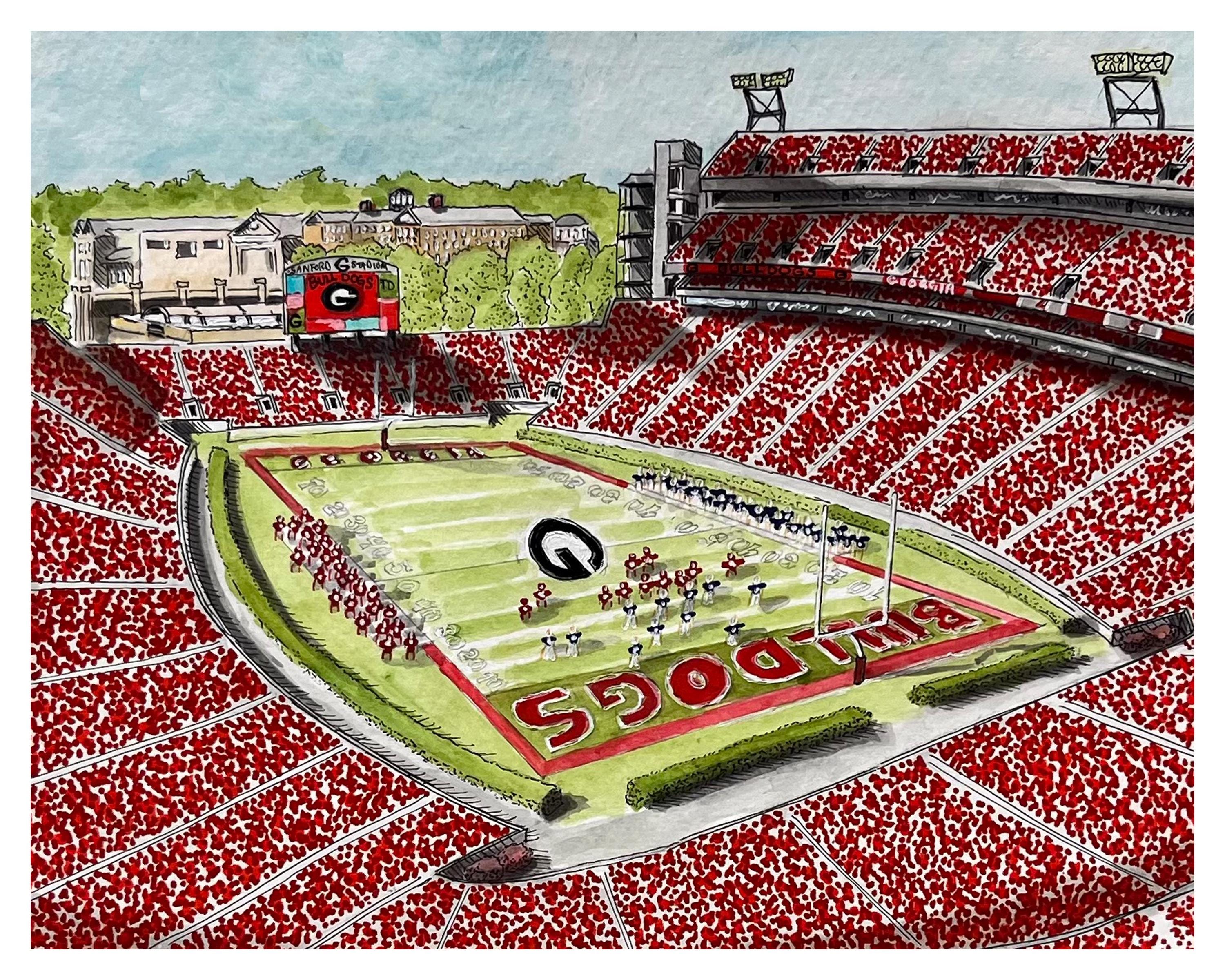Sanford Stadium Watercolor Art Print: Georgia Bulldogs Football - Etsy