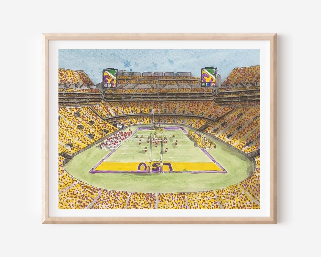 LSU Tiger Stadium Watercolor Art Print: Louisiana Football Illustration ...